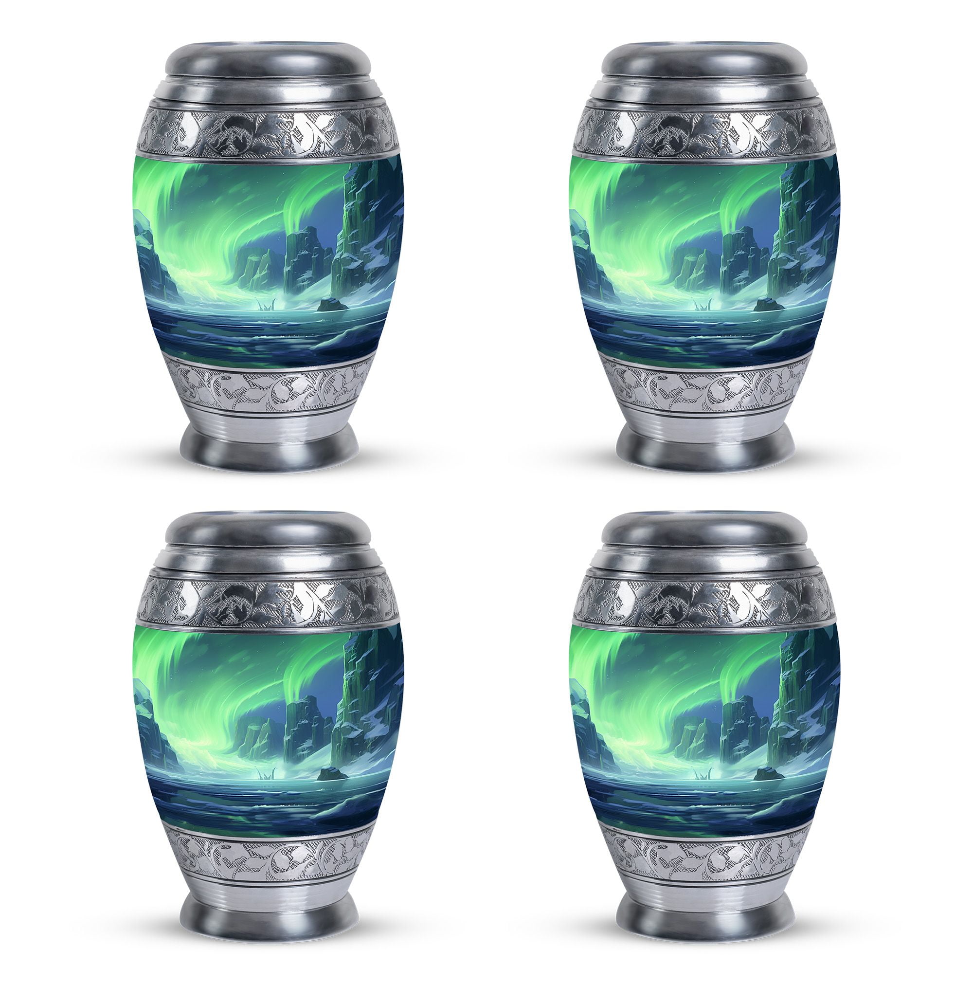 Northern Lights' Fantasy Over Icy Peaks - Petite Decorative Urn for ...
