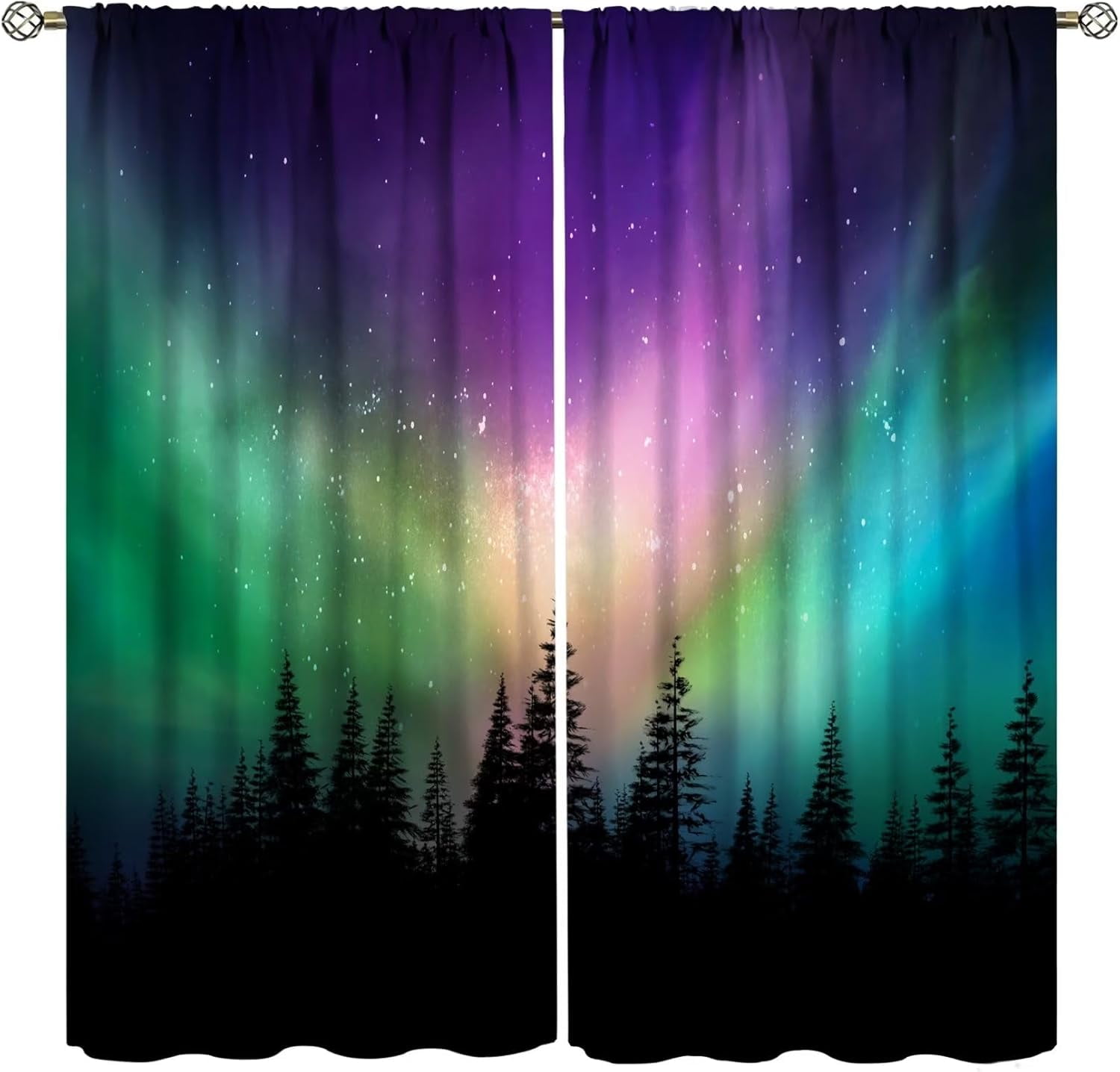 Northern Lights Forest Curtains,Northern Lights Aurora Borealis Cute ...
