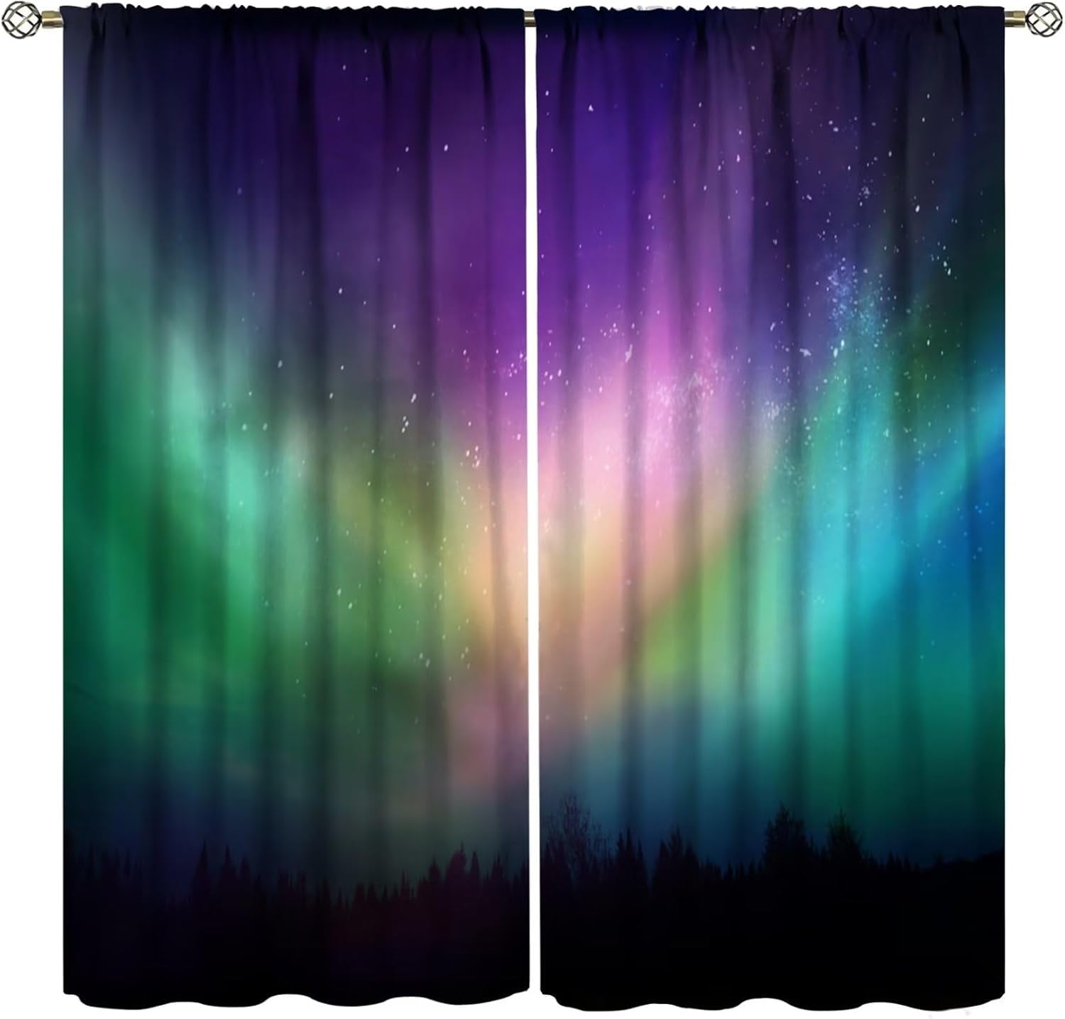 Northern Lights Forest Curtains Northern Lights Aurora Borealis Cute ...
