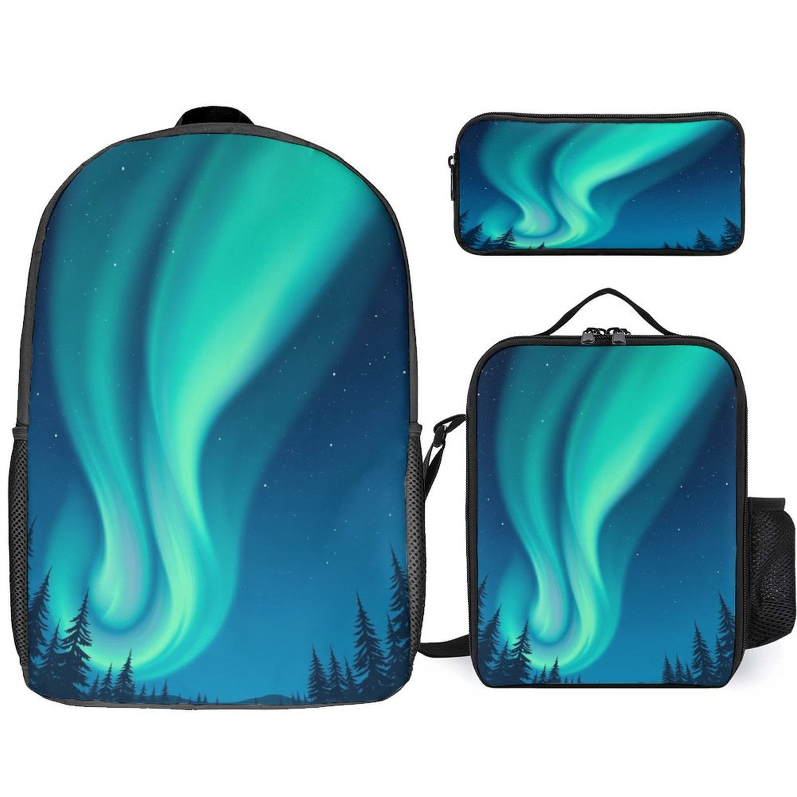 Northern Lights Forest Night 3pcs/Set Student Travel Bags Laptop ...
