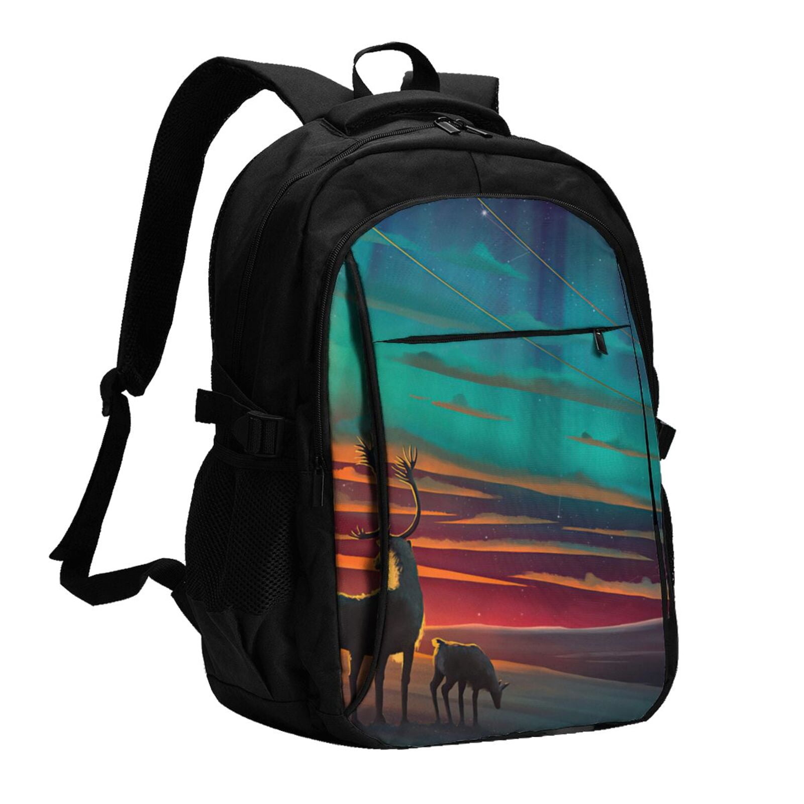 Northern Lights Laptop Backpack with USB Charging Headphone Port Casual ...