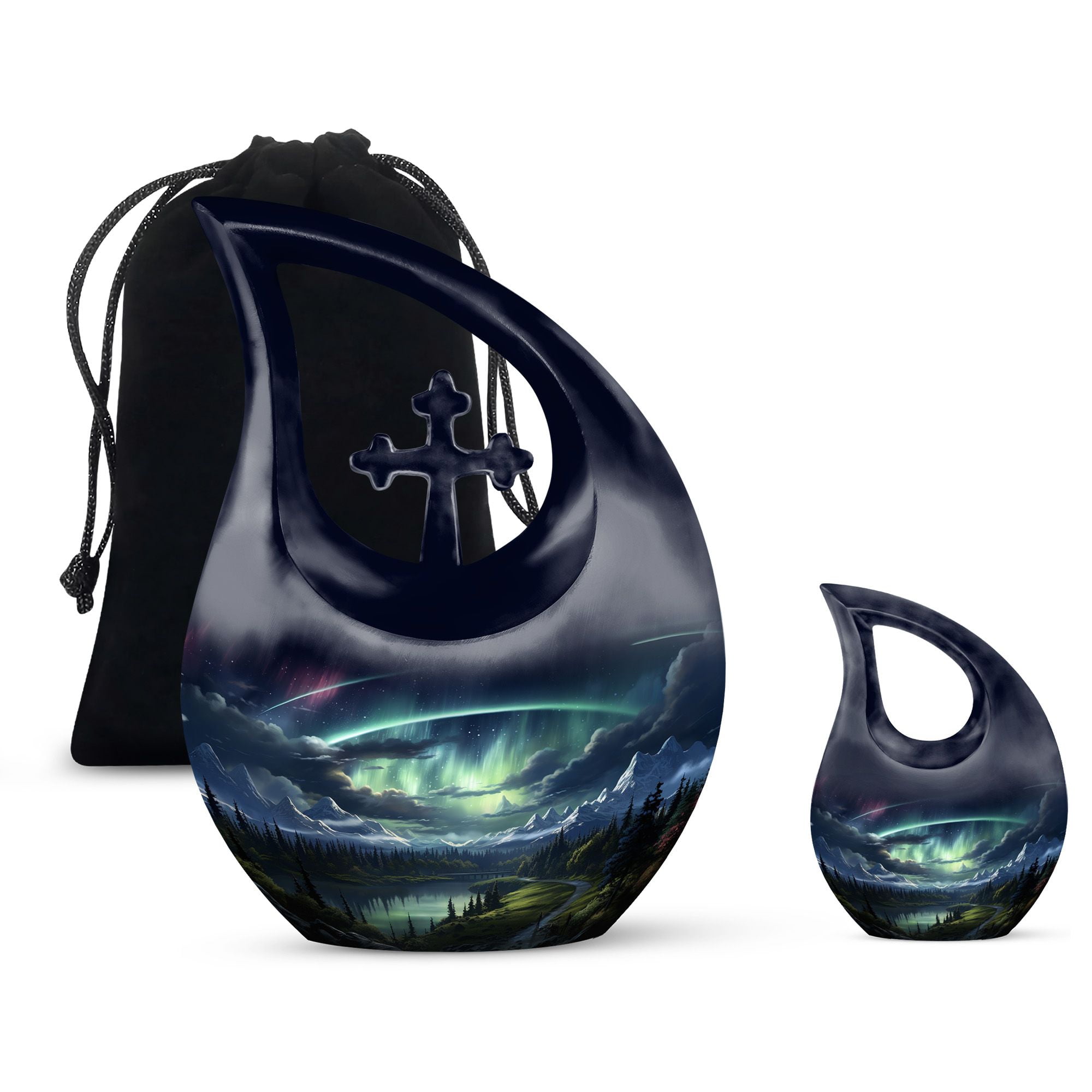 Northern Lights Mountain Lake Urn - Keepsake Urns For Human Ashes ...