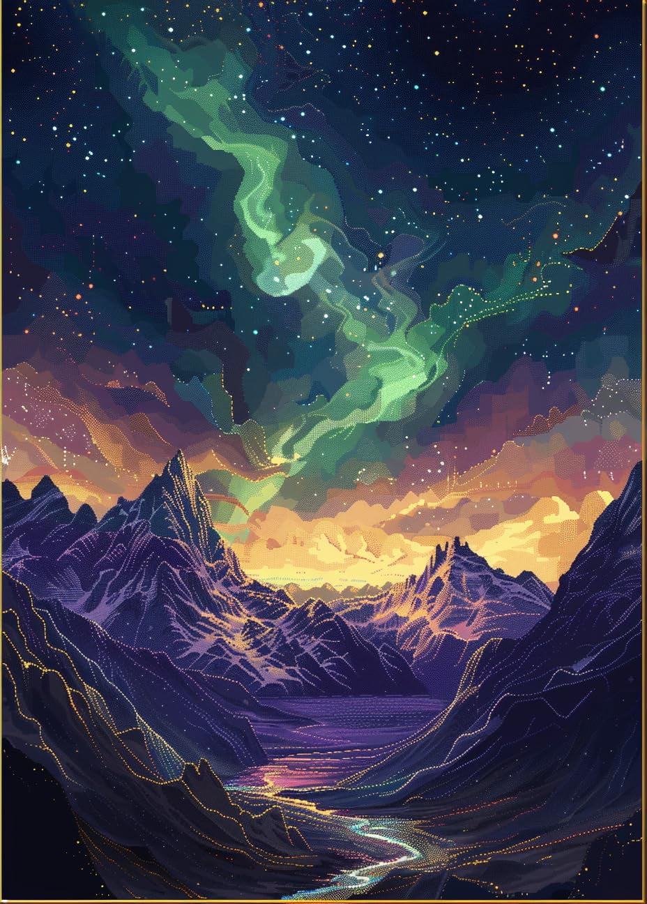 Northern Lights in Mountain Valley DIY 11CT Stamped Cross Stitch Kits ...