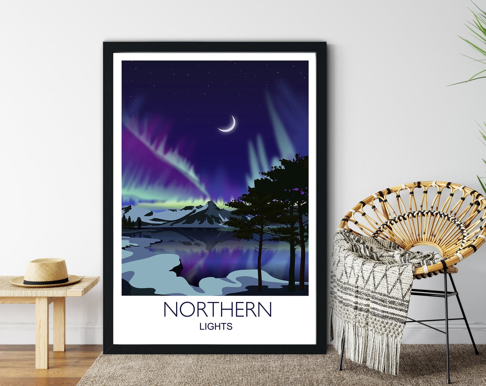 Northern Lights Poster, Aurora Borealis Travel Print, Northern Lights ...