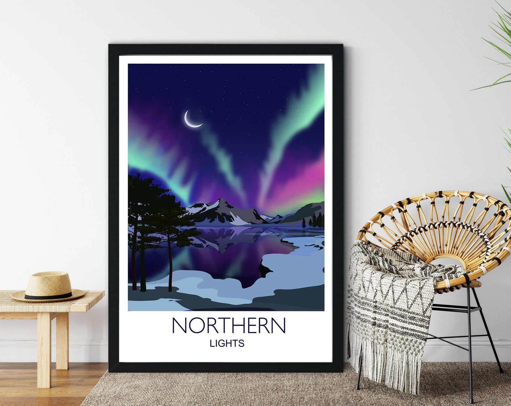 Northern Lights Poster, Aurora Borealis Travel Print, Northern Lights ...