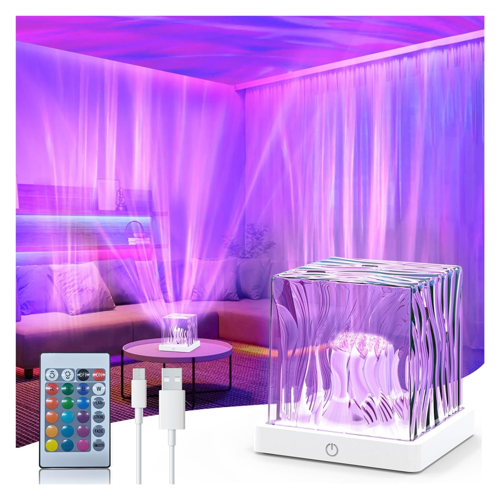 Northern Lights Projector, 16 Colors Rechargeable Aurora Light ...