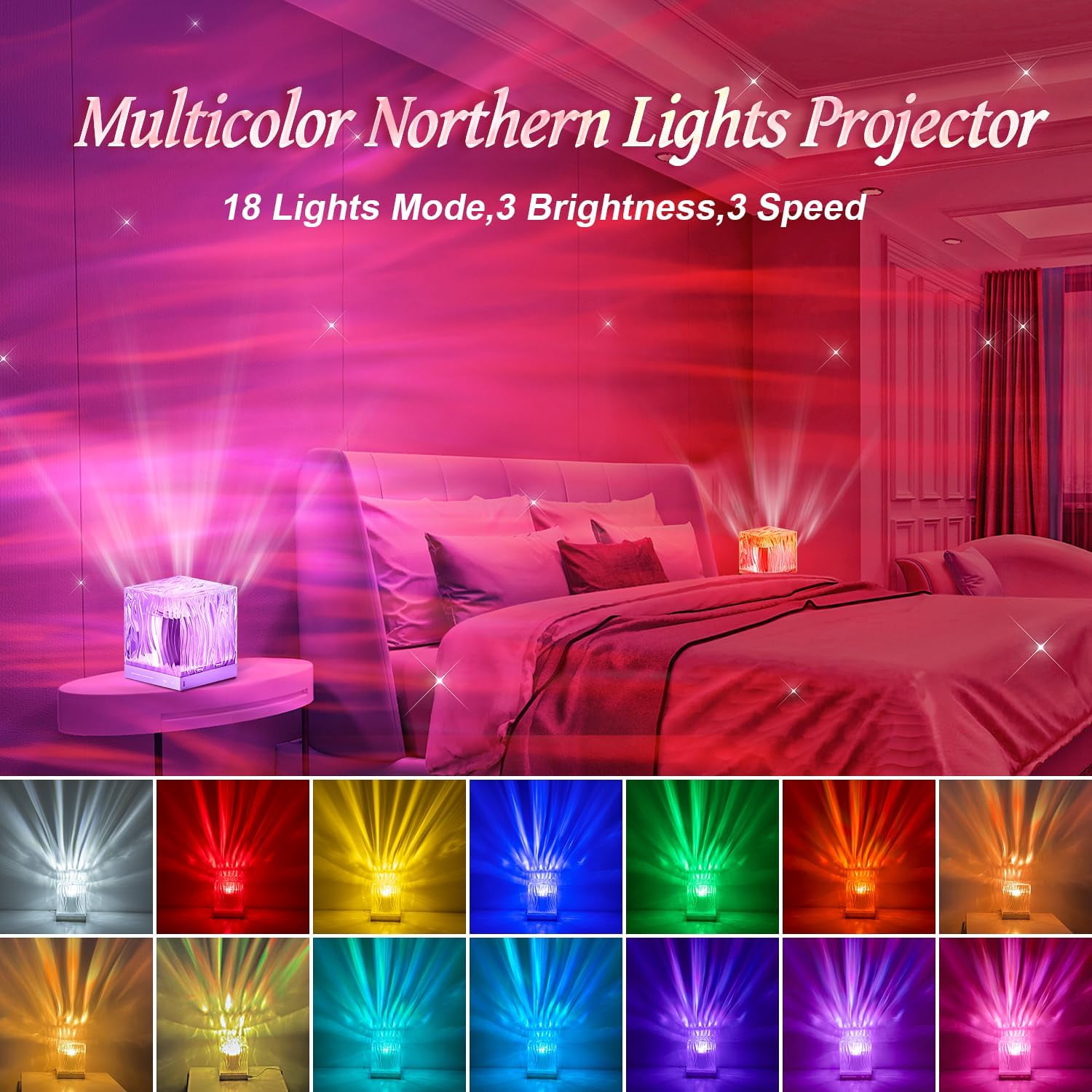 Northern Lights Projector, 18 Colors 162 Modes Ceiling Light, Remote ...