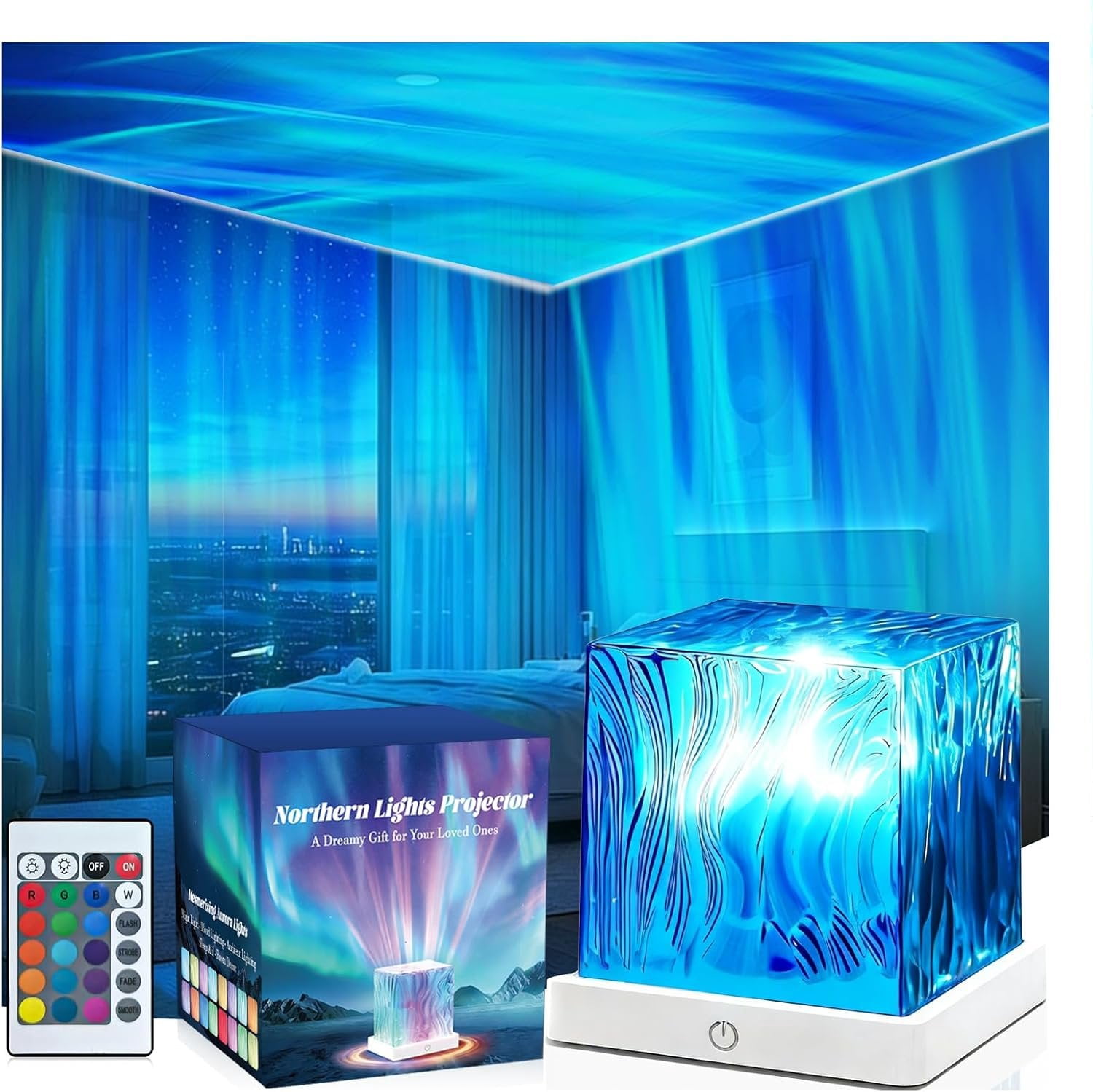Northern Lights Projector, Cube Galaxy Projector with Remote, 16 Color ...