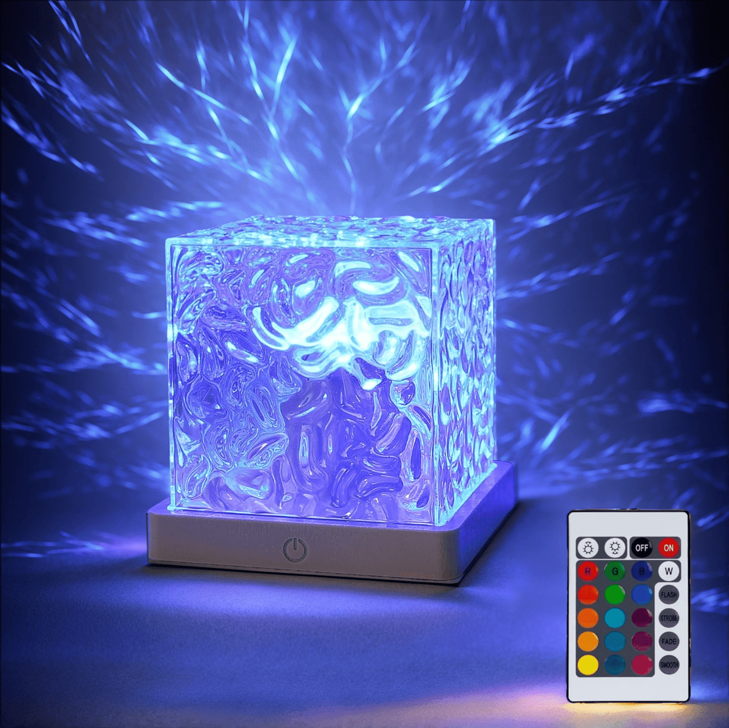 Northern Lights Projector, Cube Ocean Water Ripple Lamp, 16 Colors ...