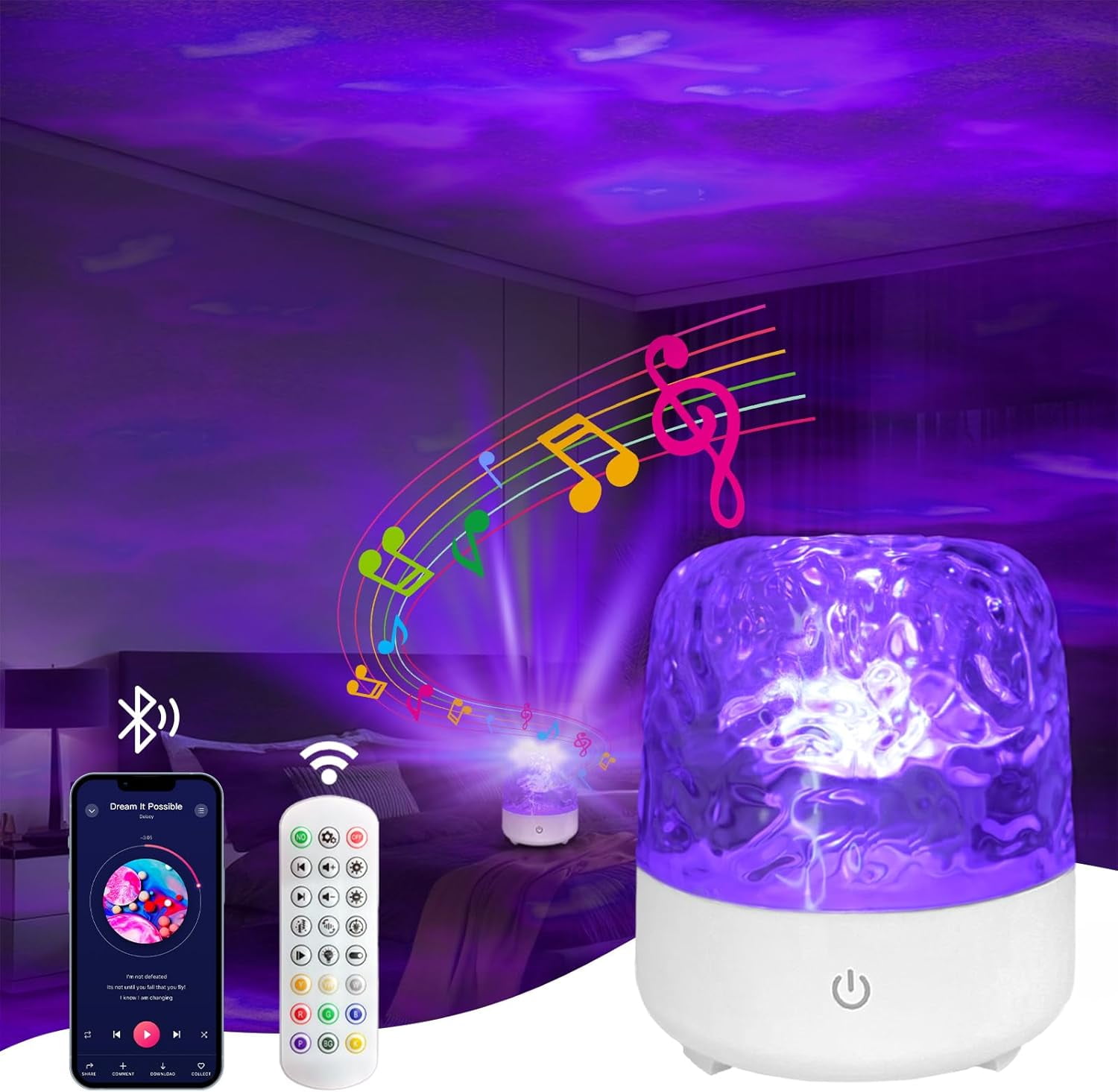 Northern Lights Projector With Bluetooth Speaker,Ocean Wave Ceiling ...