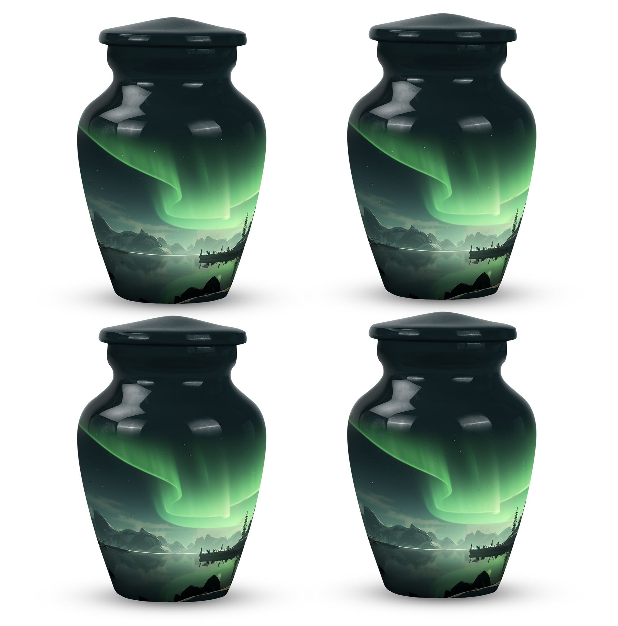 Northern Lights' Silent Over a Winter Wonderland - Compact Urn for ...