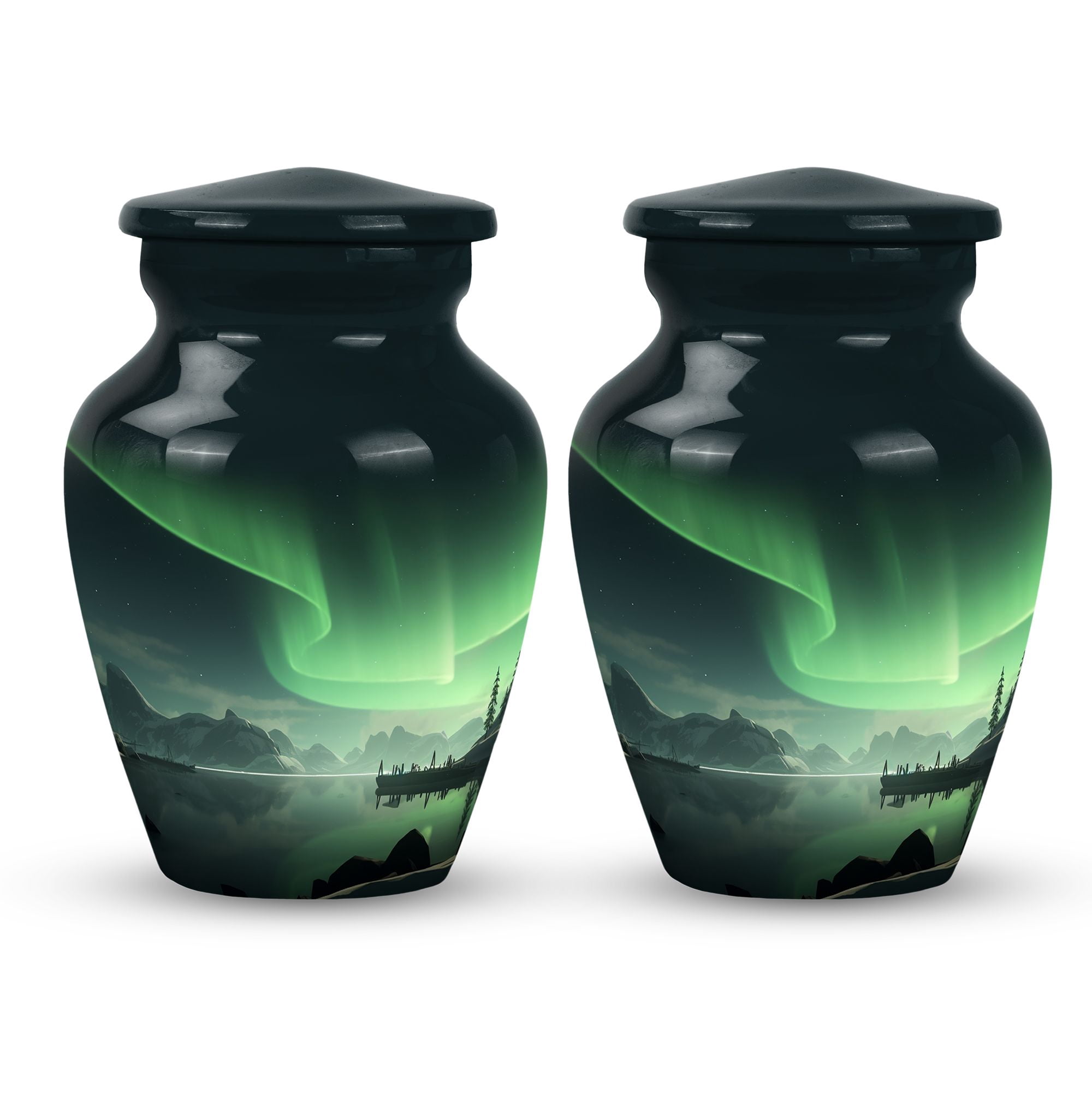 Northern Lights' Silent Over a Winter Wonderland - Petite Keepsake Urn ...