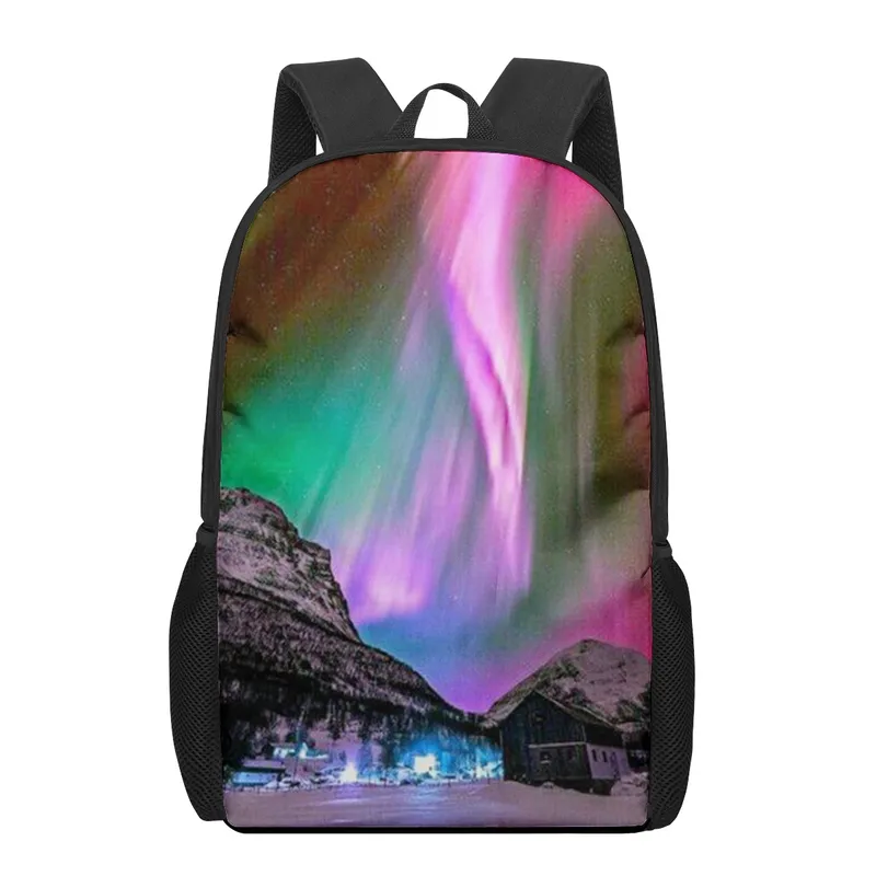 Northern Lights Sky Kids School Bags 3D Book Bag Men 16-inch Backpack for Boys Teenage ...