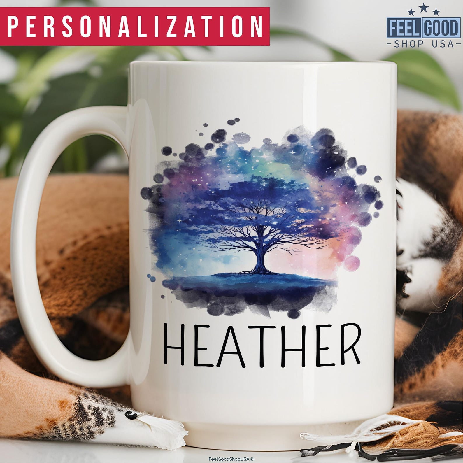 Northern Lights Tree Mug, Personalized Northern Lights Tree Gift ...