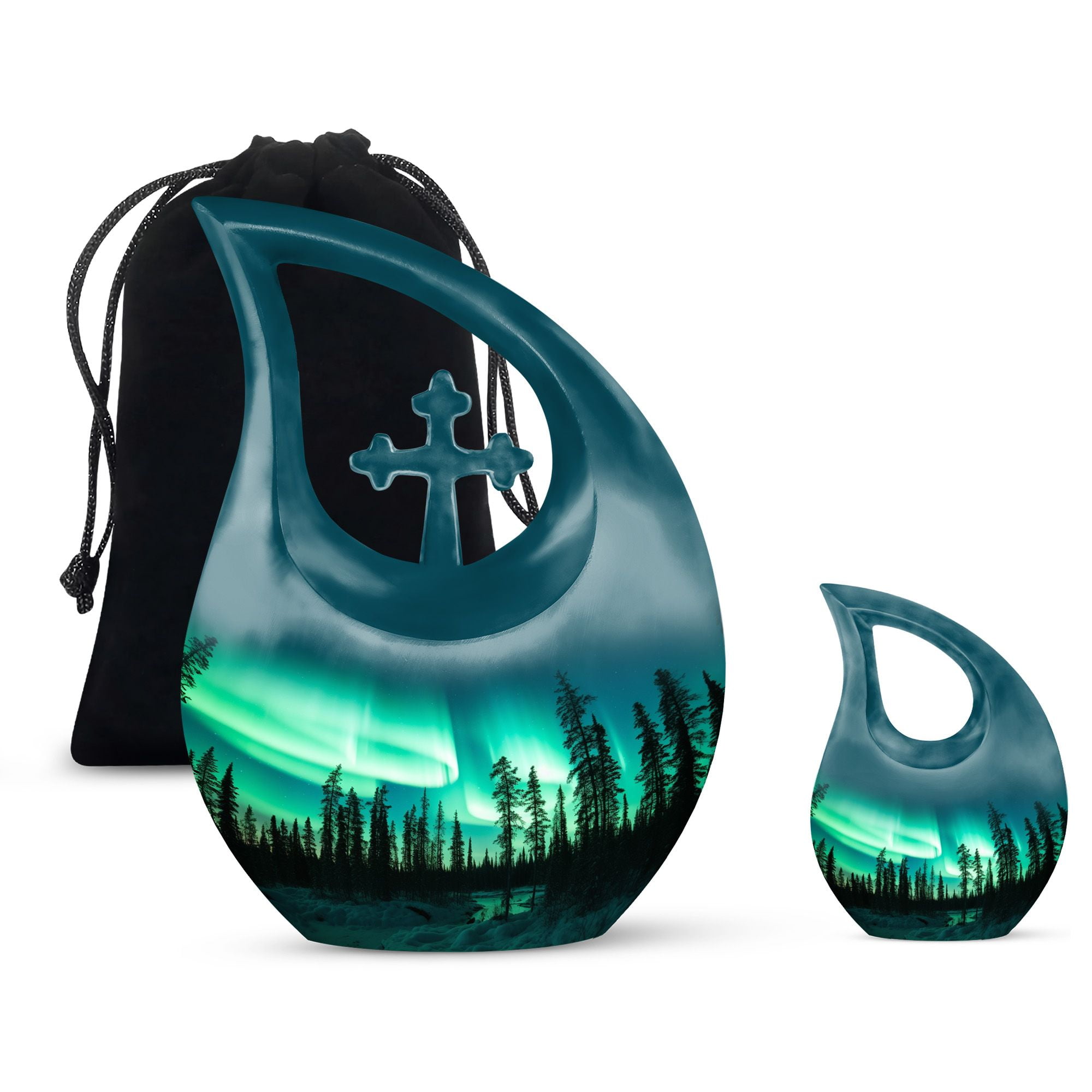 Northern Lights Waltzing Over Urn - Adult Cremation Urn - Urns For ...