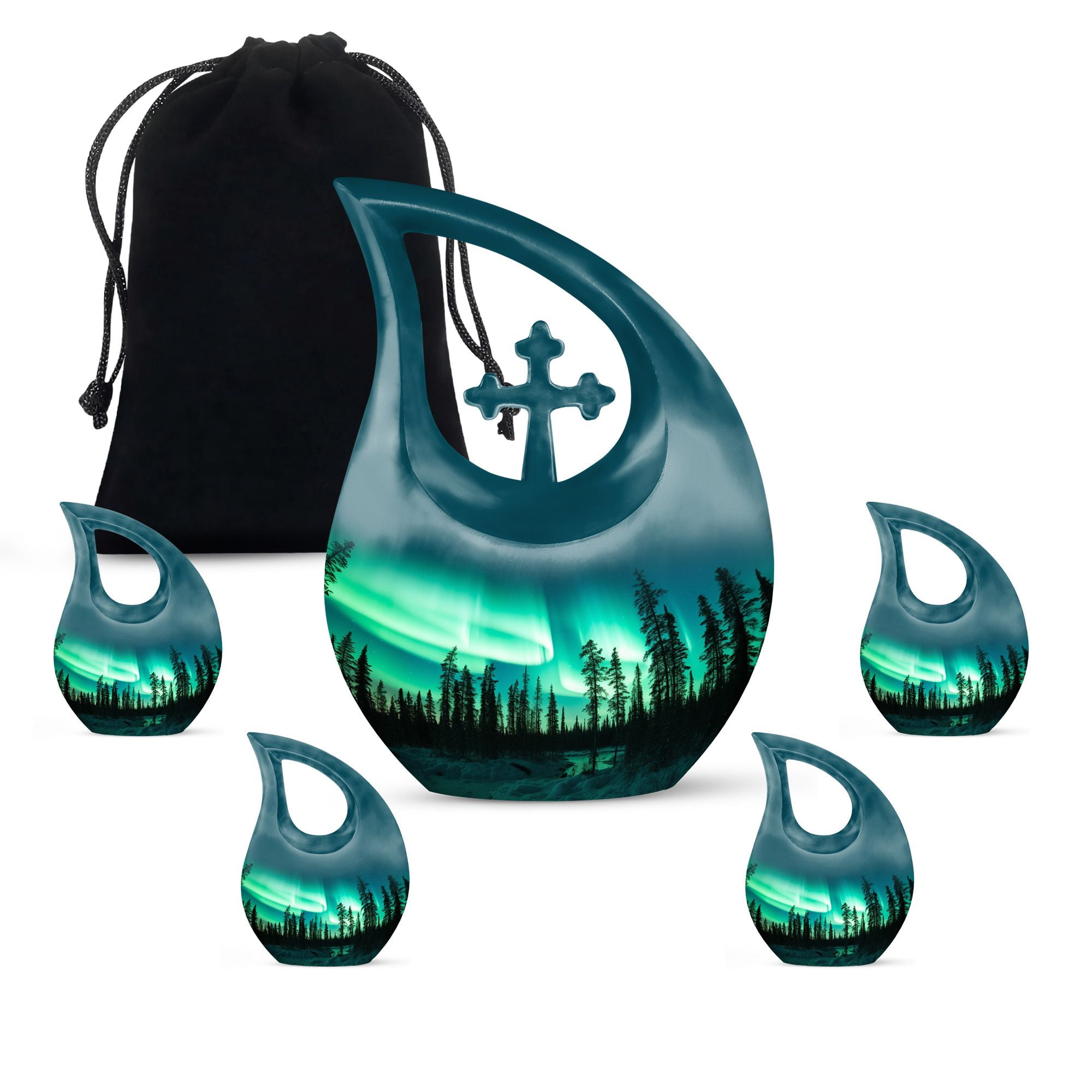 Northern Lights Waltzing Over Urn - Urns For Ashes Large - Urn For ...