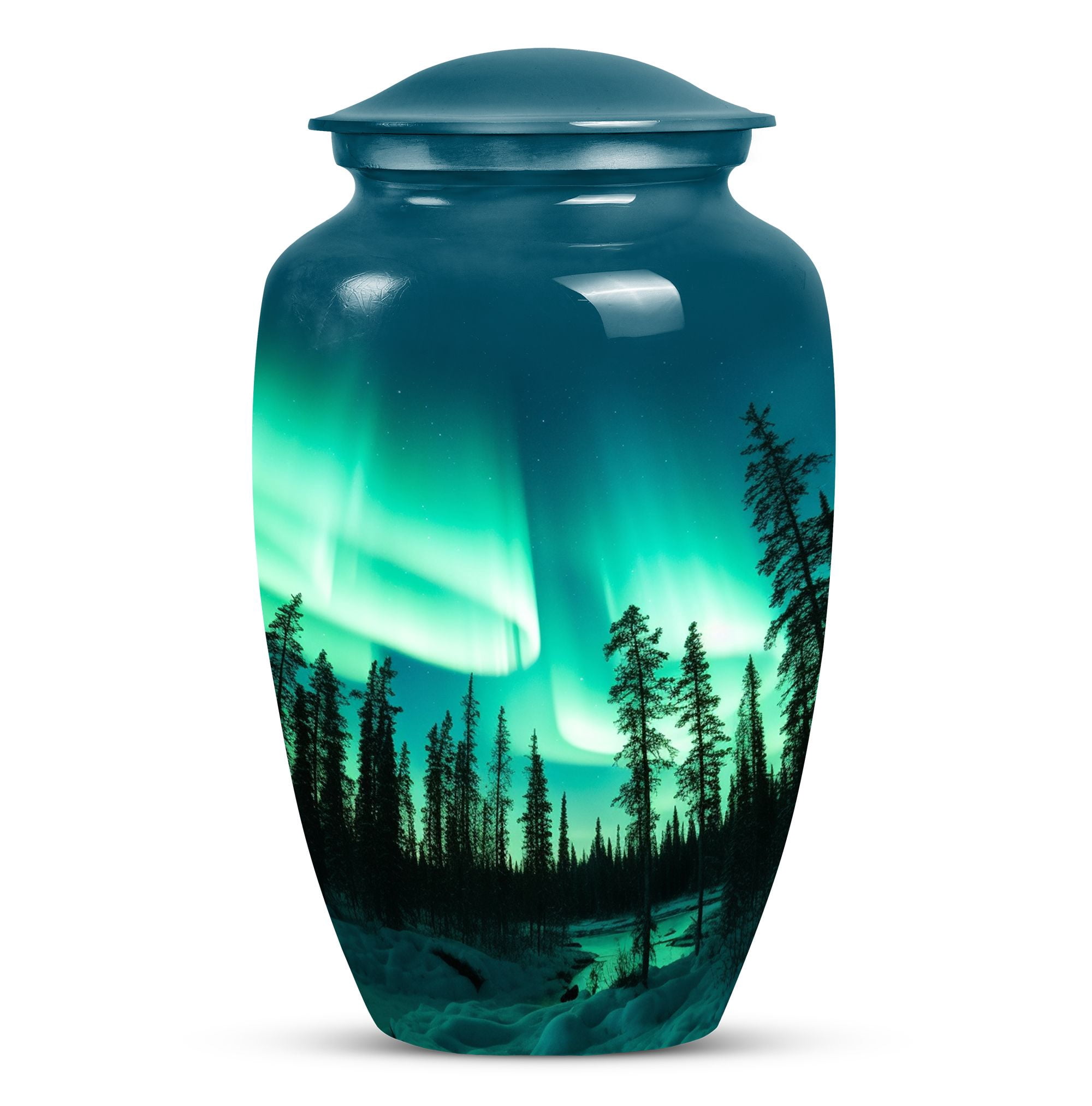 Northern Lights Waltzing over Wintry Wilds - Classic Large Funeral Urn ...