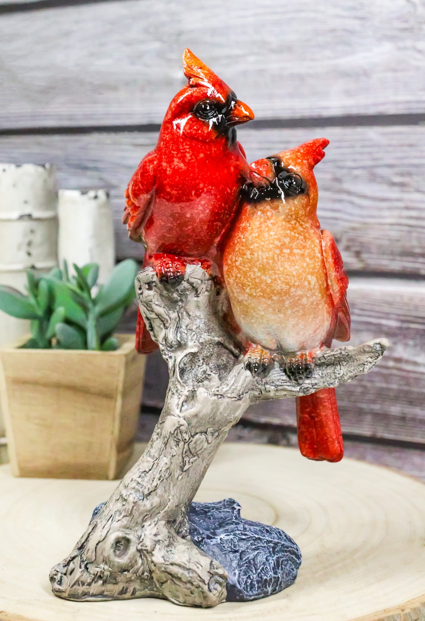 Northern Male and Female Red Cardinal Birds Perching On Tree Branch ...