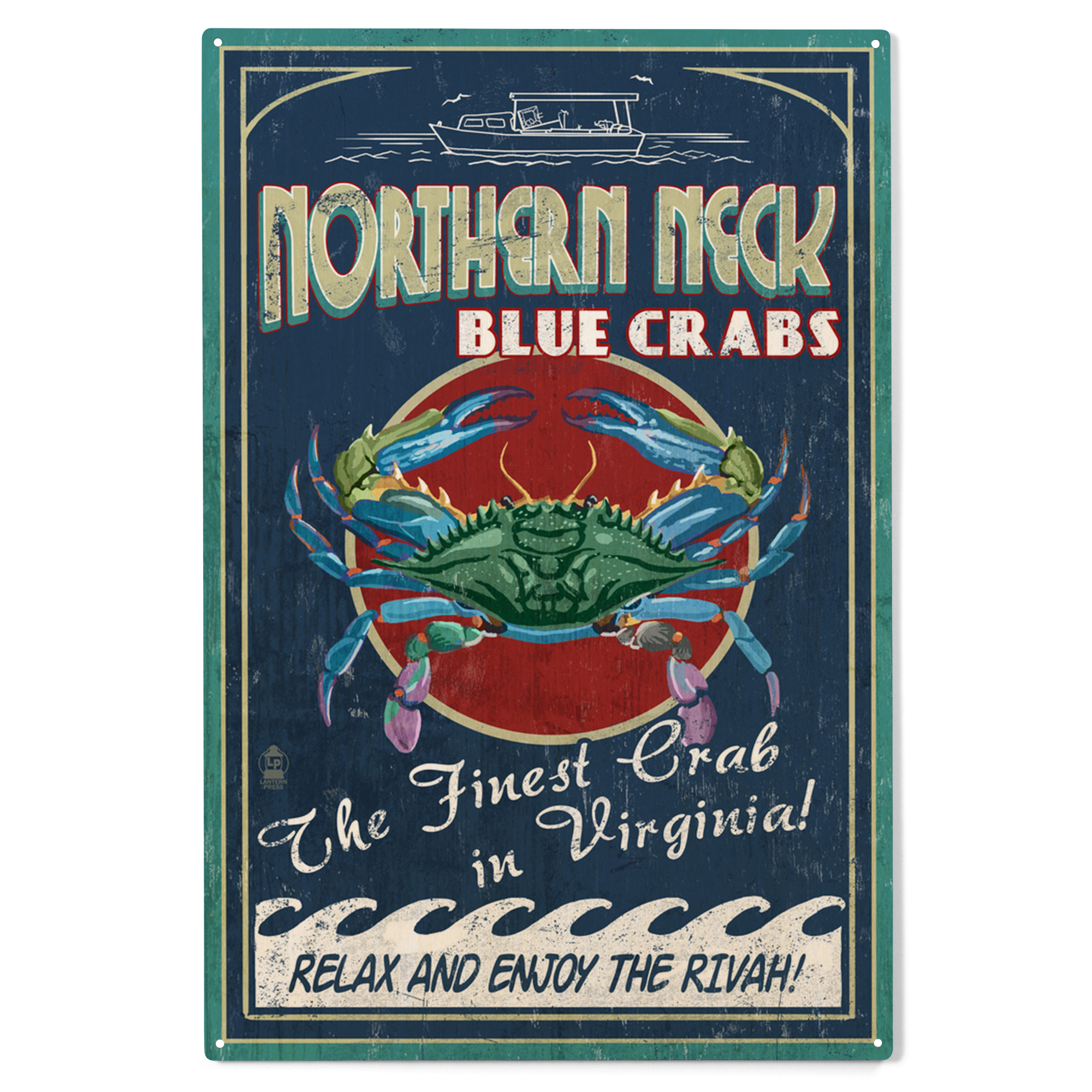 Northern Neck, Virginia, Blue Crab Vintage Sign Birch Wood Wall Sign ...