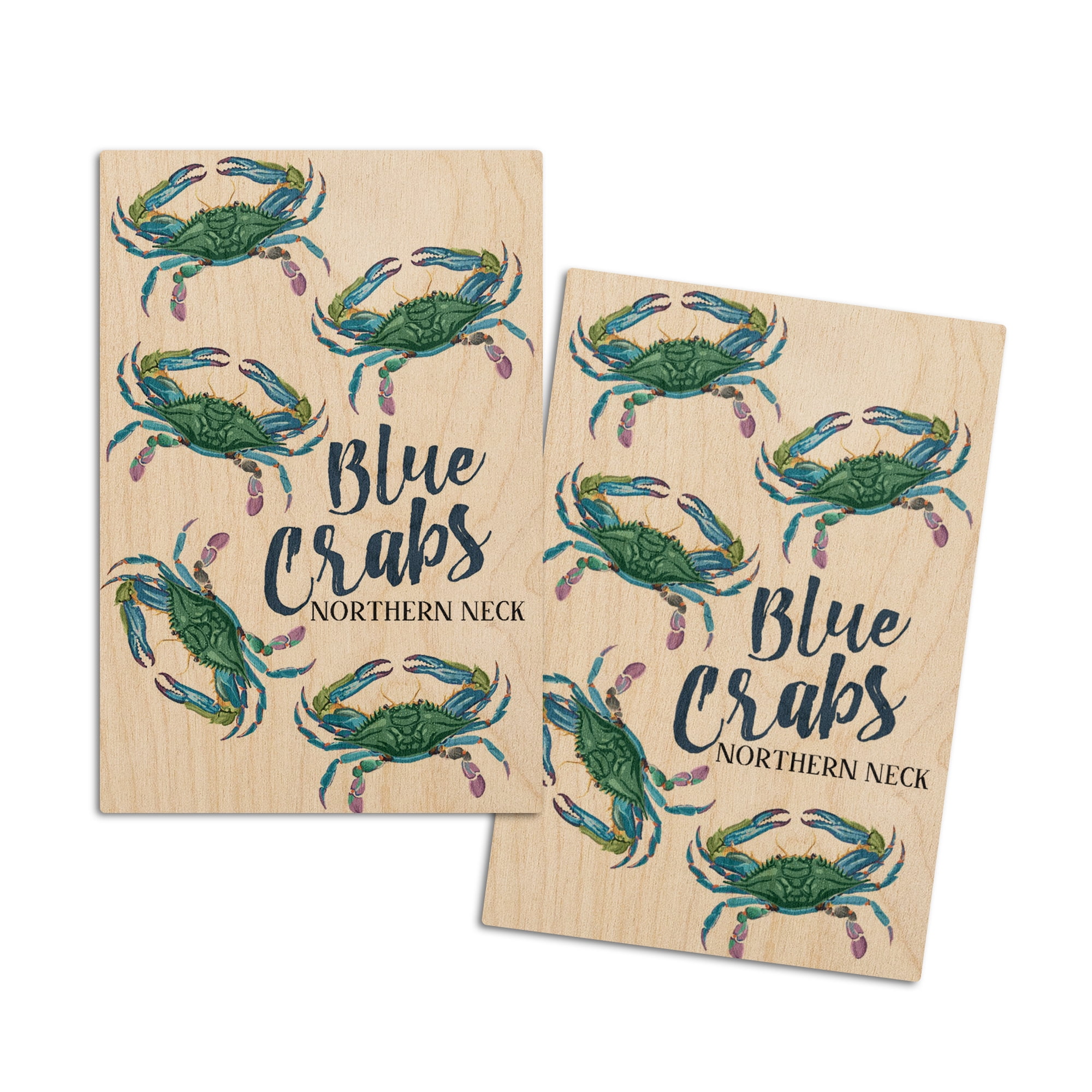 Northern Neck, Virginia, Blue Crabs, Pattern (4x6 Birch Wood Postcards ...