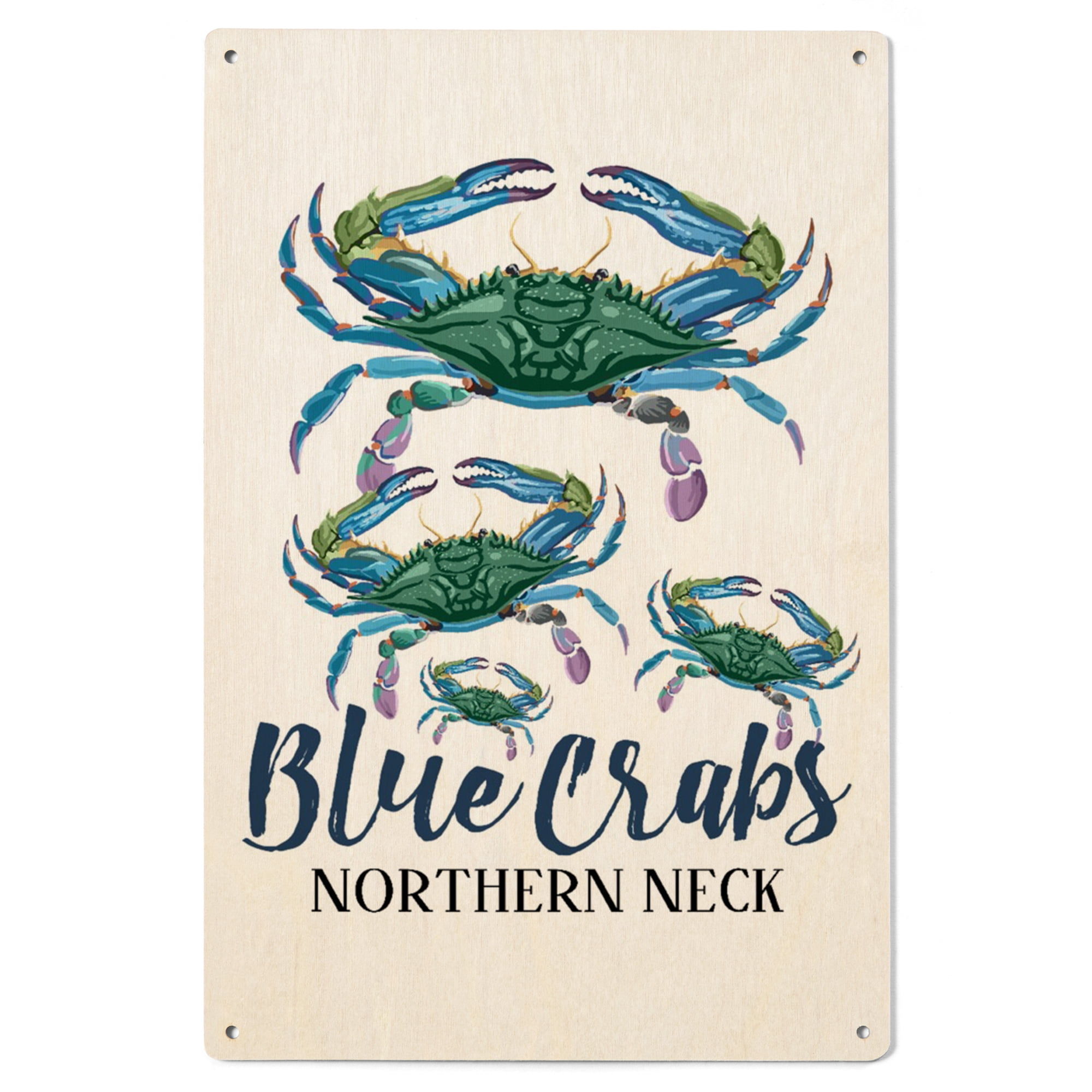 Northern Neck, Virginia, Blue Crabs, Pattern, Contour Birch Wood Wall ...
