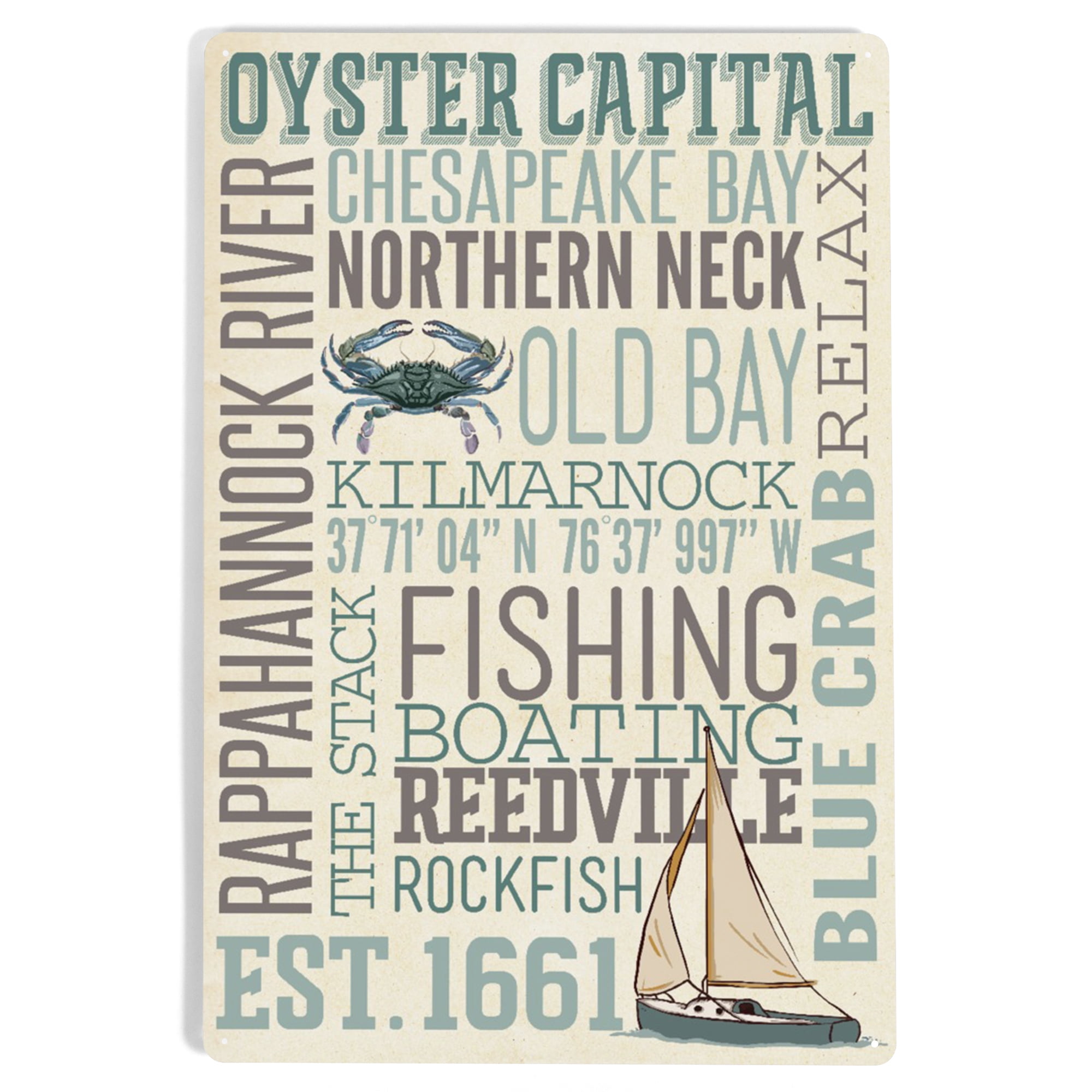 Northern Neck, Virginia, Chesapeake Bay, Oyster Capital, Typography ...
