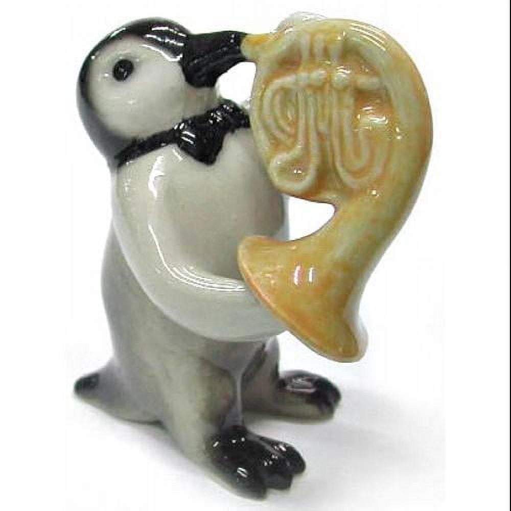 Penguin -Musician Penguin with French Horn - miniature porcelain ...