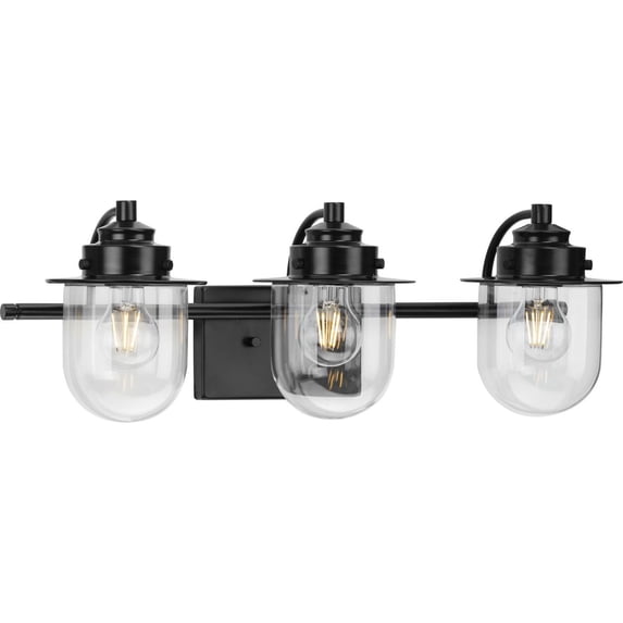 Northlake Collection Three-Light Matte Black Clear Glass Transitional ...