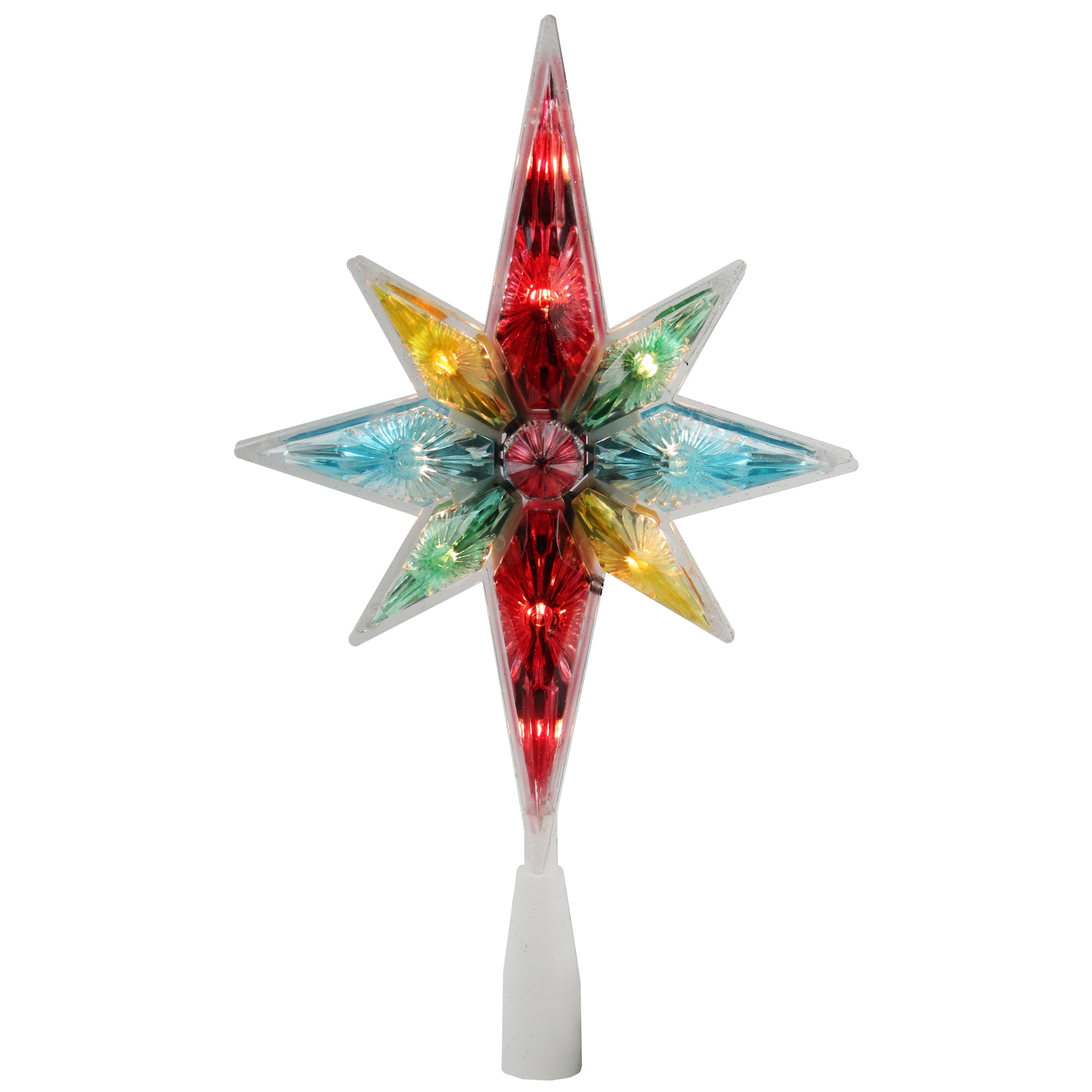 Northlight 10.75" Lighted Multi Colored Star Tree Topper- Clear Lights ...