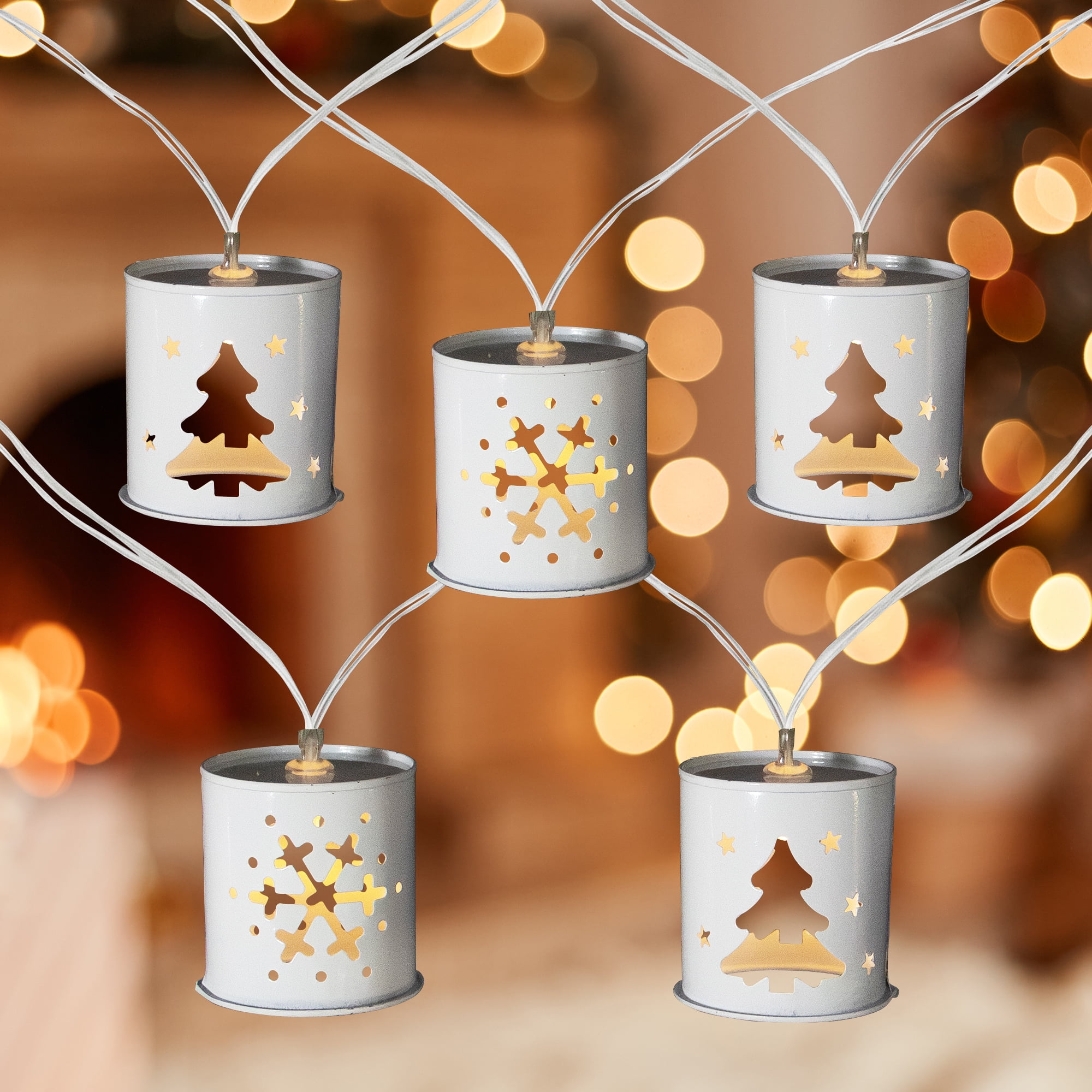 Northlight LED Mini Metal Lanterns Christmas Light Set - 6.25' Clear ...