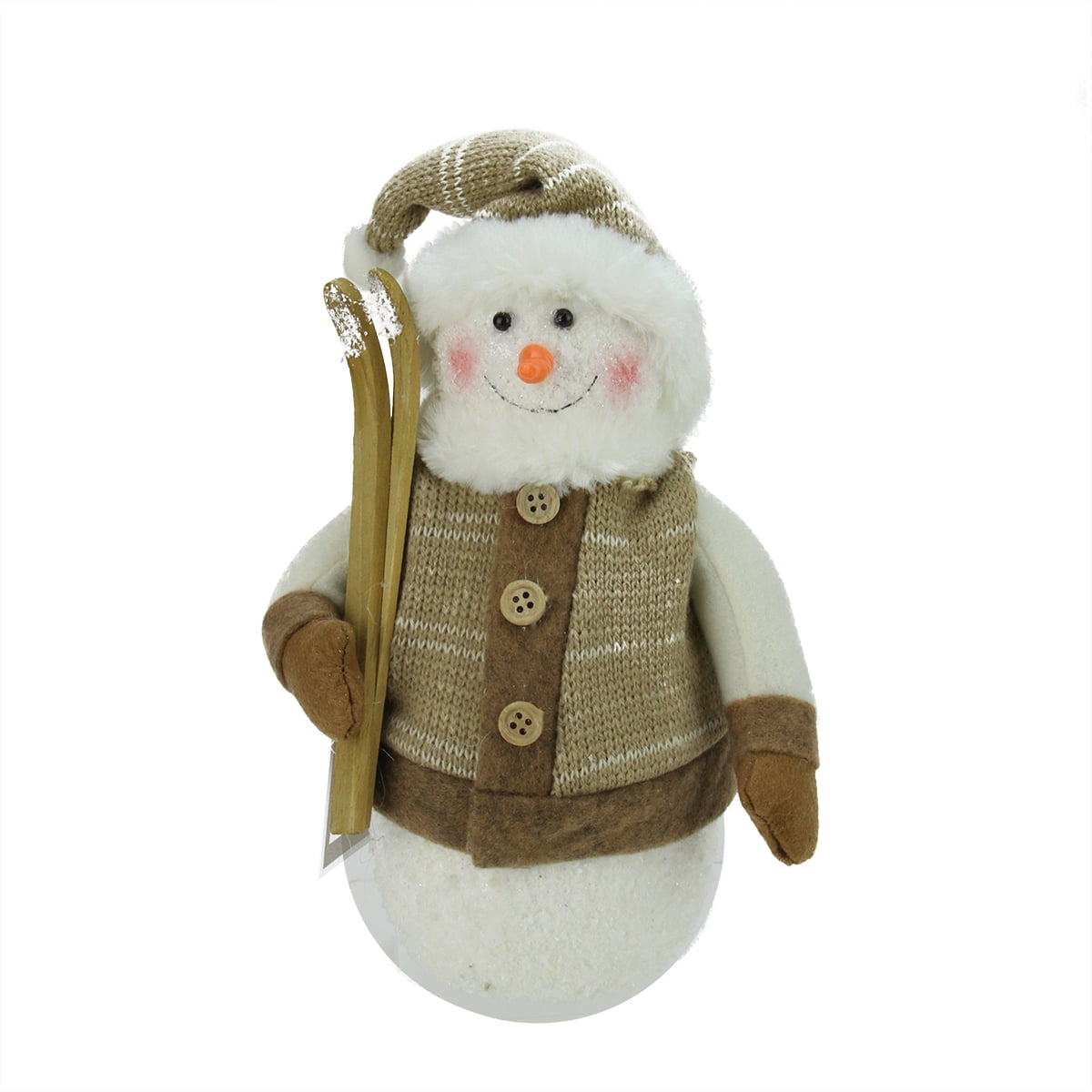 Northlight 10" Brown and White Snowman with Skiis Christmas Decor ...