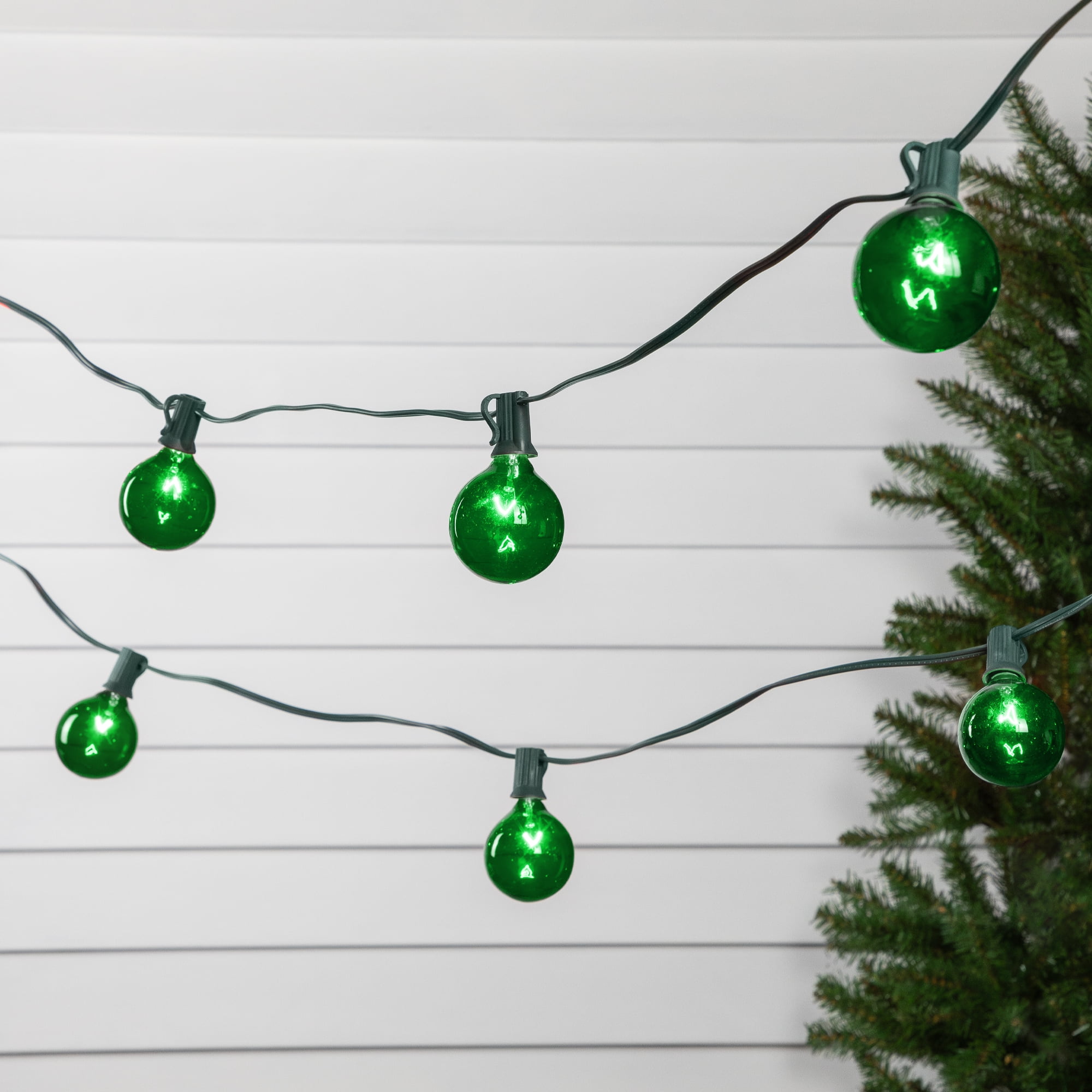 Northlight G50 Globe Indoor Outdoor Patio Light Set - Green - 9' Green ...