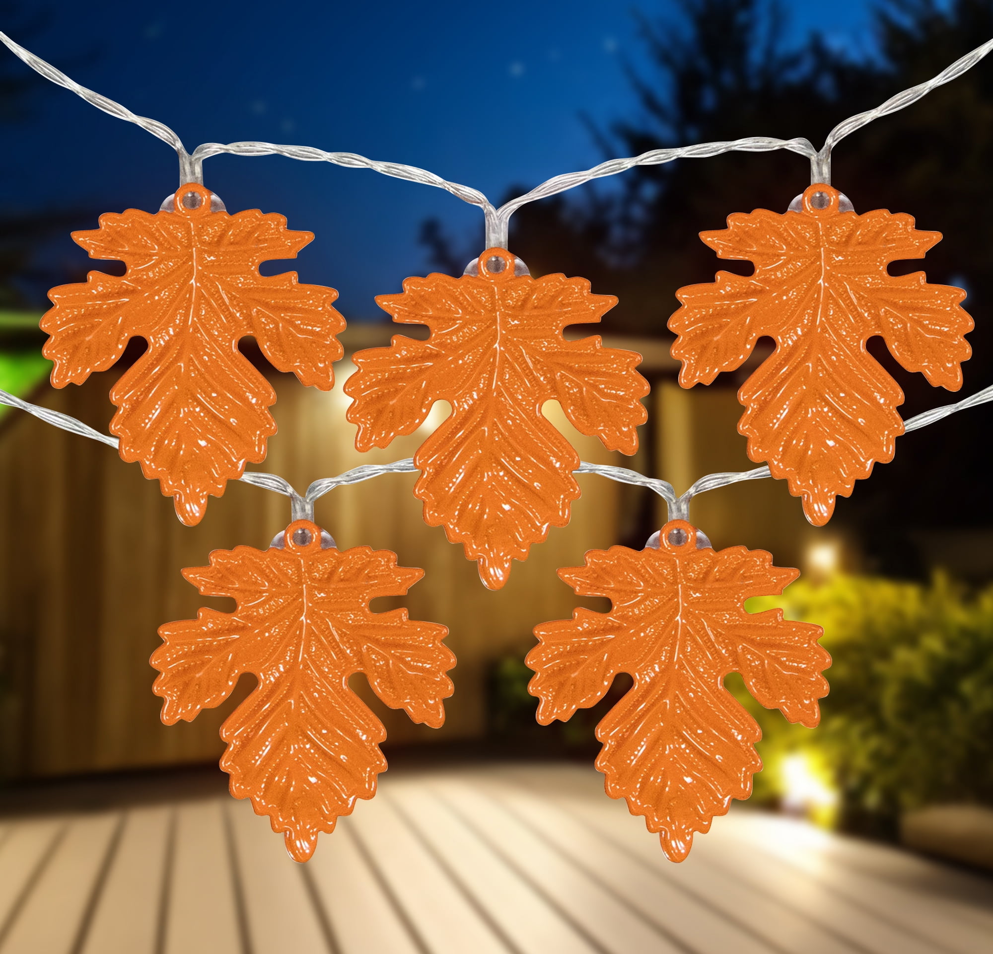 Northlight 10-Count Orange LED Fall Harvest Maple Leaf Fairy Lights, 5 ...