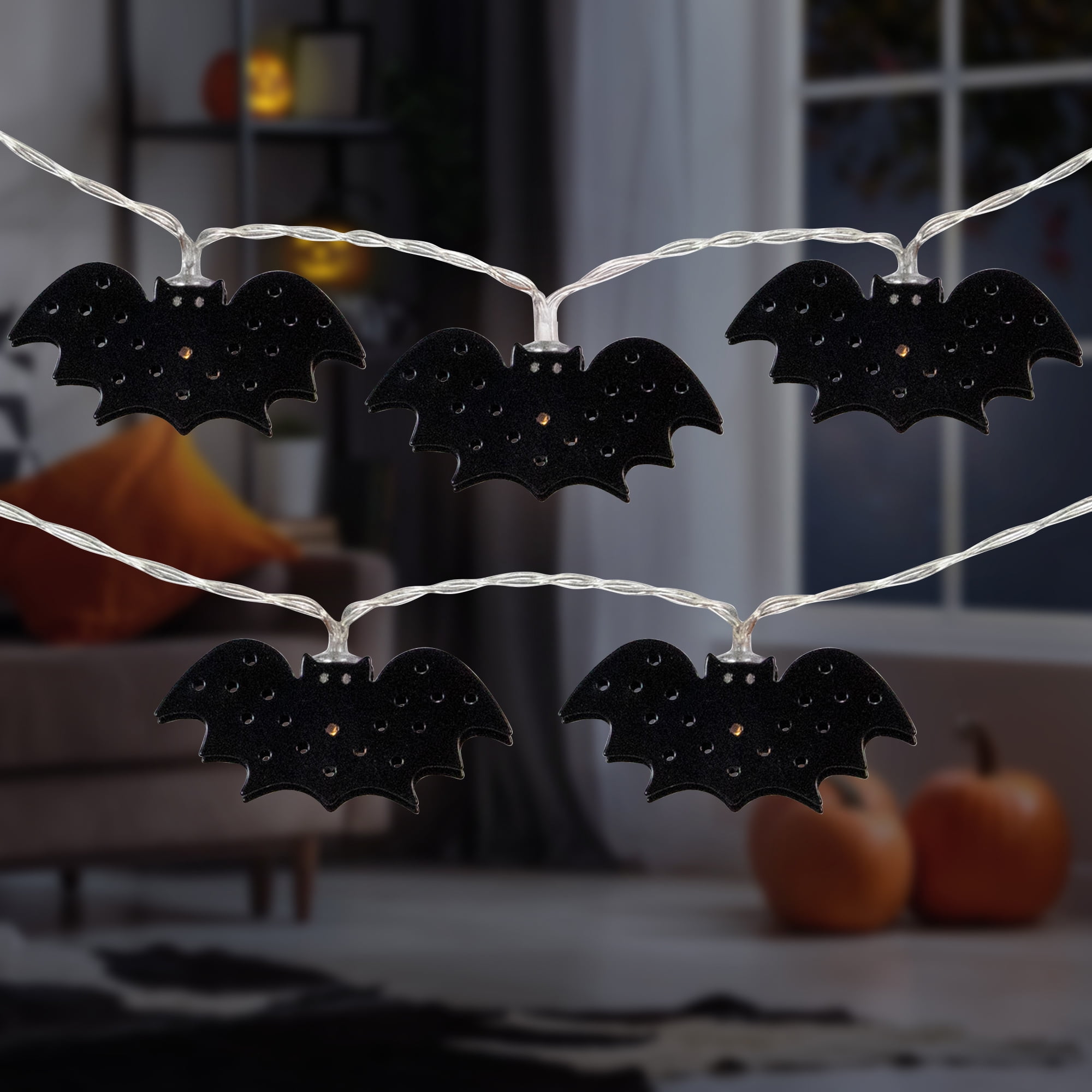 Northlight 10-Count Warm White LED Halloween Bat Fairy Lights, 4.25ft ...