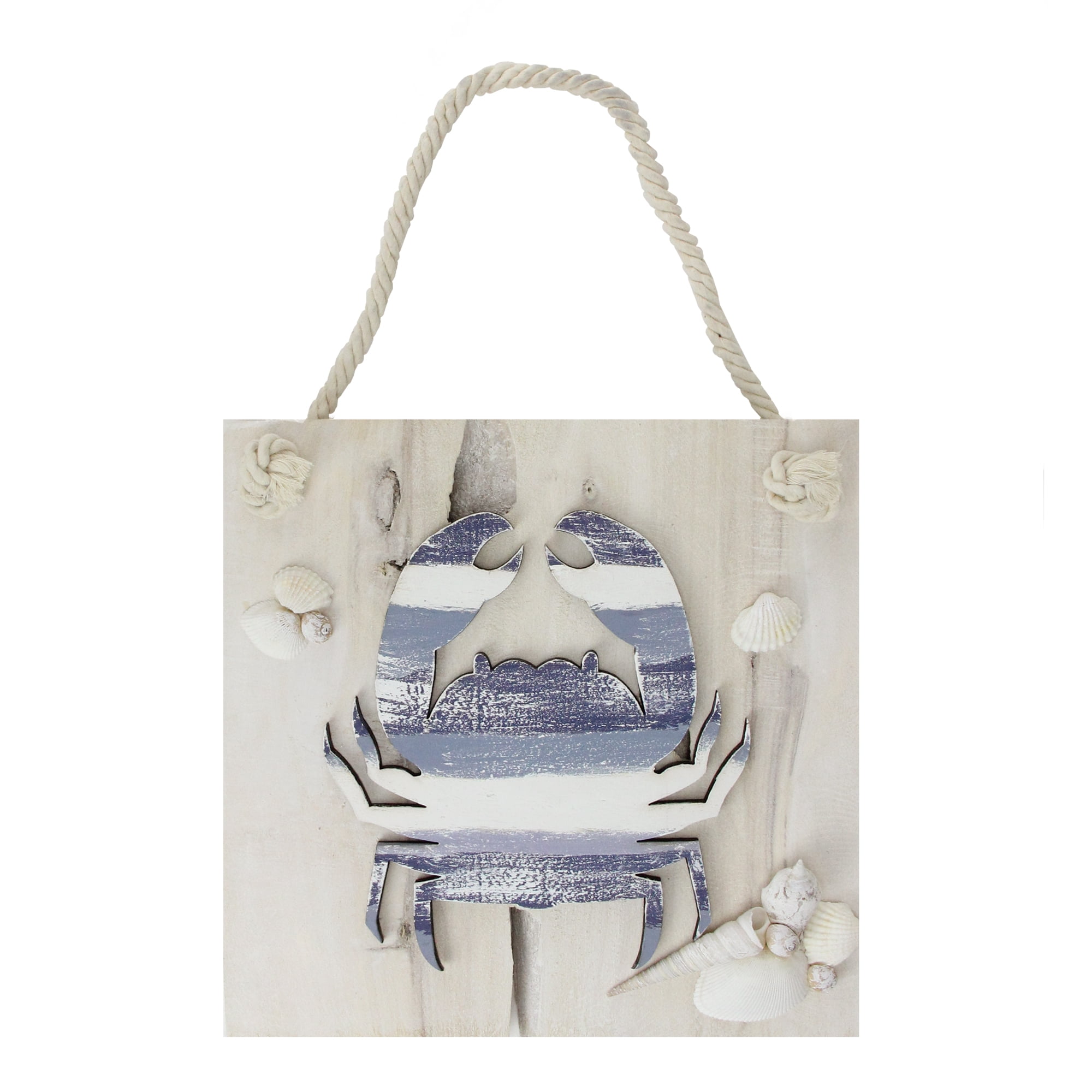 Northlight 10” Nautical Blue and White Striped Crab Hanging Wooden Wall ...
