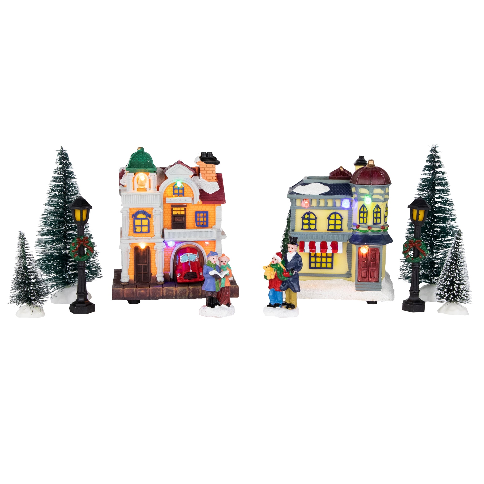 Northlight 10-Piece LED Lighted Buildings and Trees Christmas Village ...