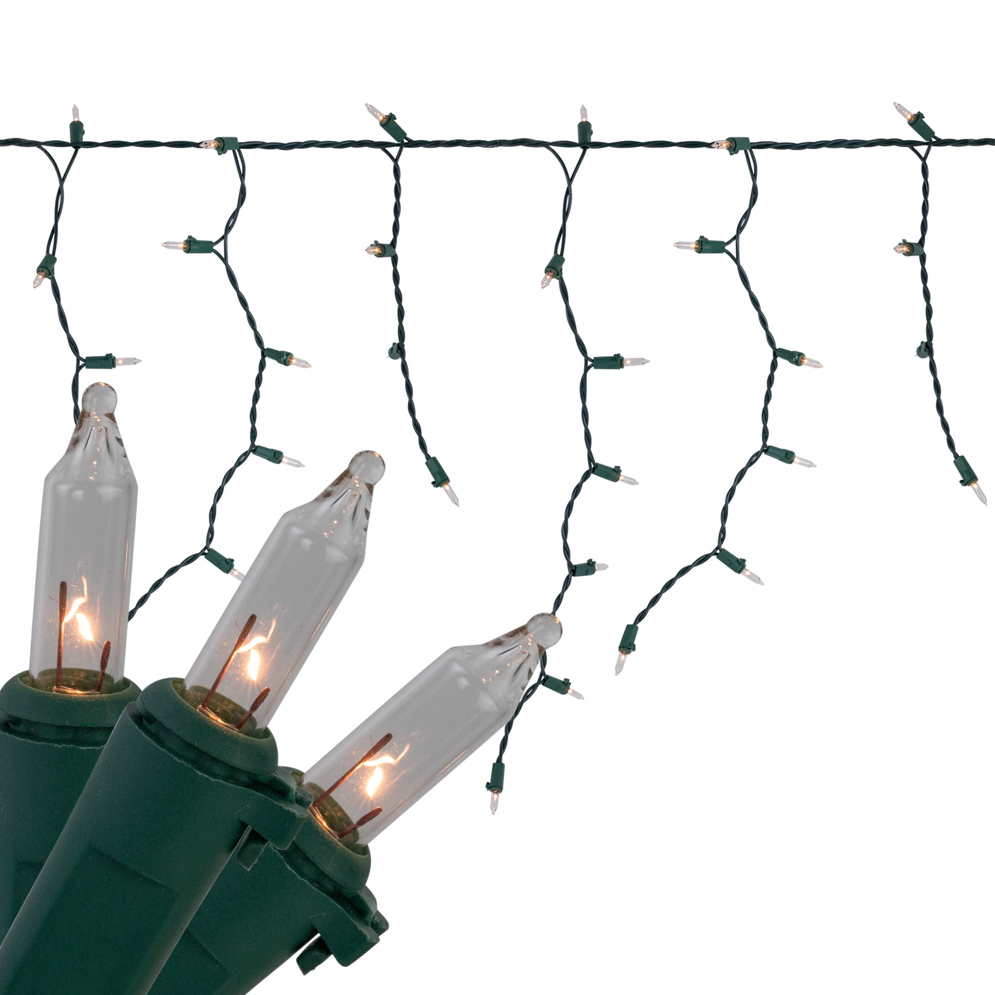 Northlight 100-Count Clear Mini Icicle Christmas Lights, 5.5 ft Green ...