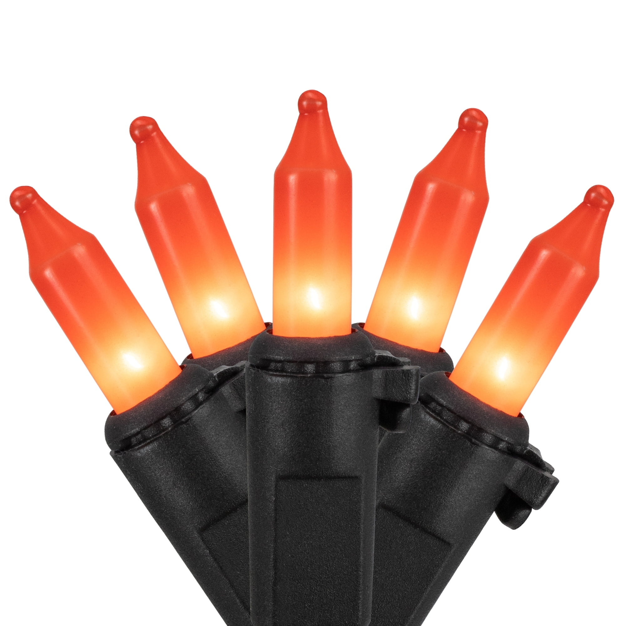 Northlight 100-Count Orange Mini Halloween Light Set 20ft Black Wire ...