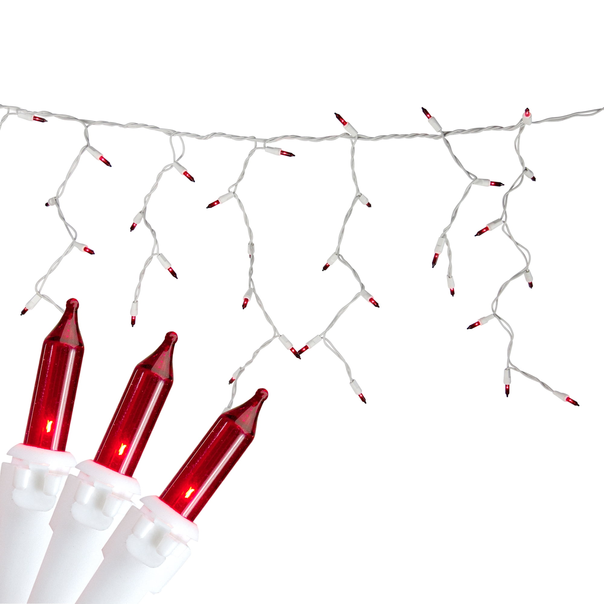 Northlight 100 Count Red Mini Icicle Christmas Lights - 3.5 ft White ...