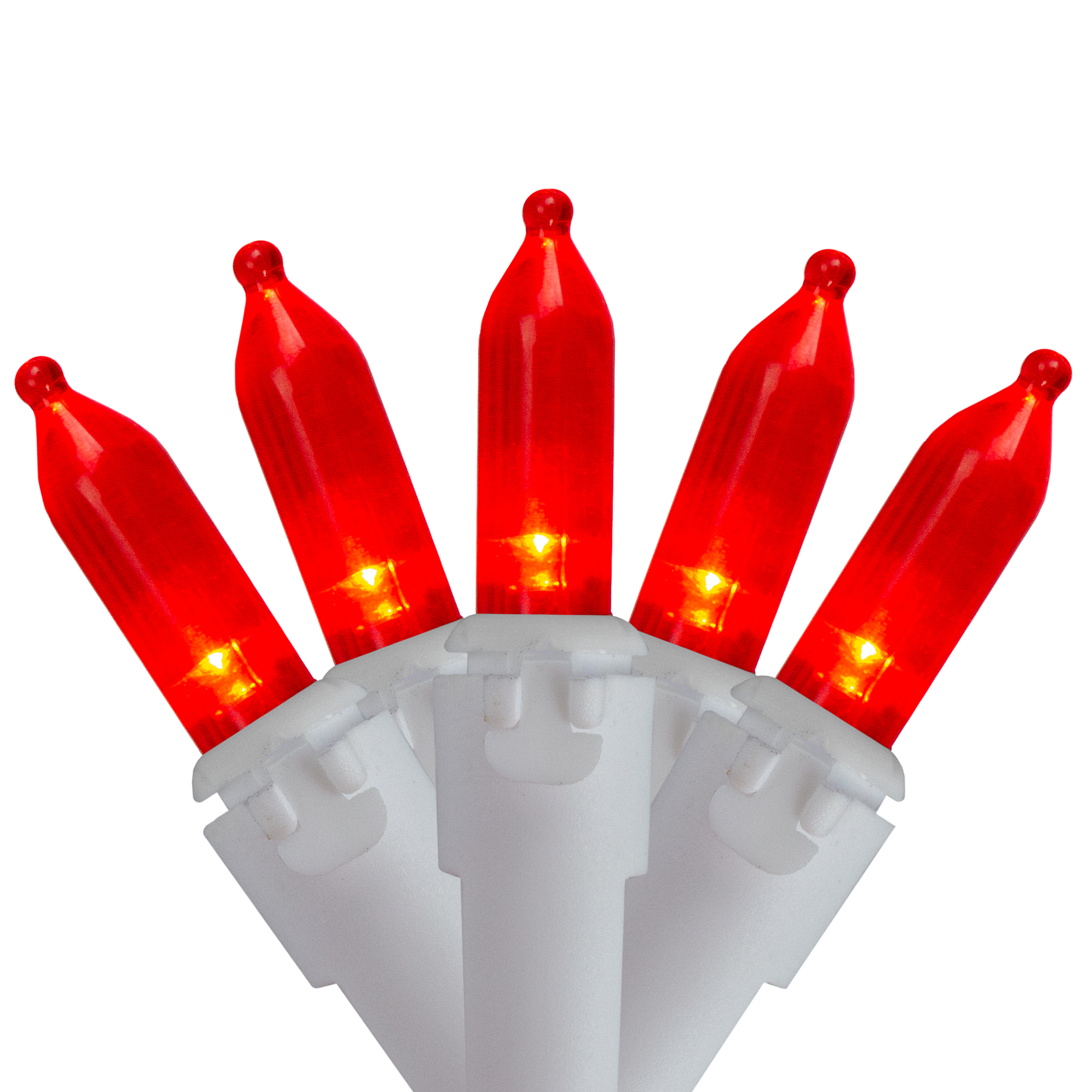 Set of 100 Orange LED Mini Christmas Lights 4" Spacing - White Wire ...