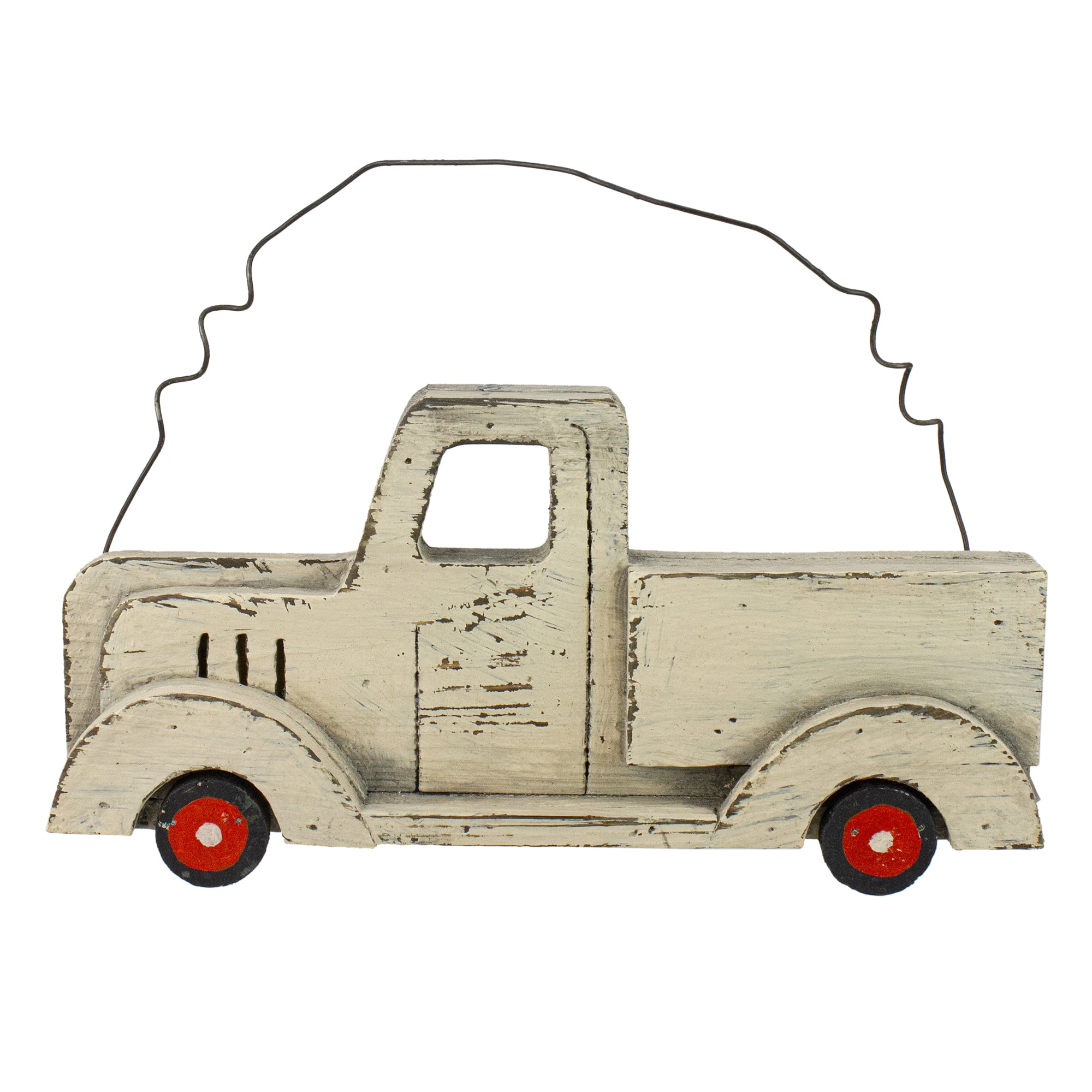 Northlight 11.75" White Wooden Pick Up Truck Fall Harvest Wall Hanging ...