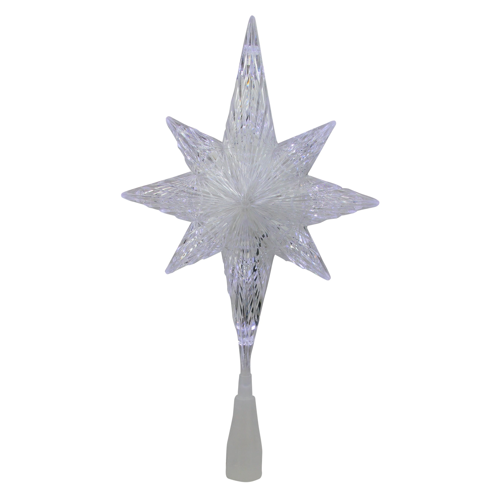 11" LED Lighted Clear Crystal Bethlehem Star Christmas Tree Topper ...