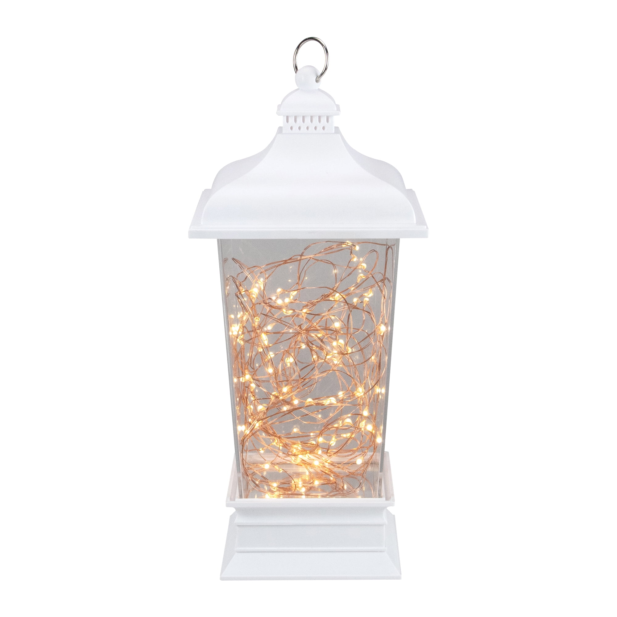 Northlight 12” Battery Operated White Tapered Lantern with Rice Lights ...