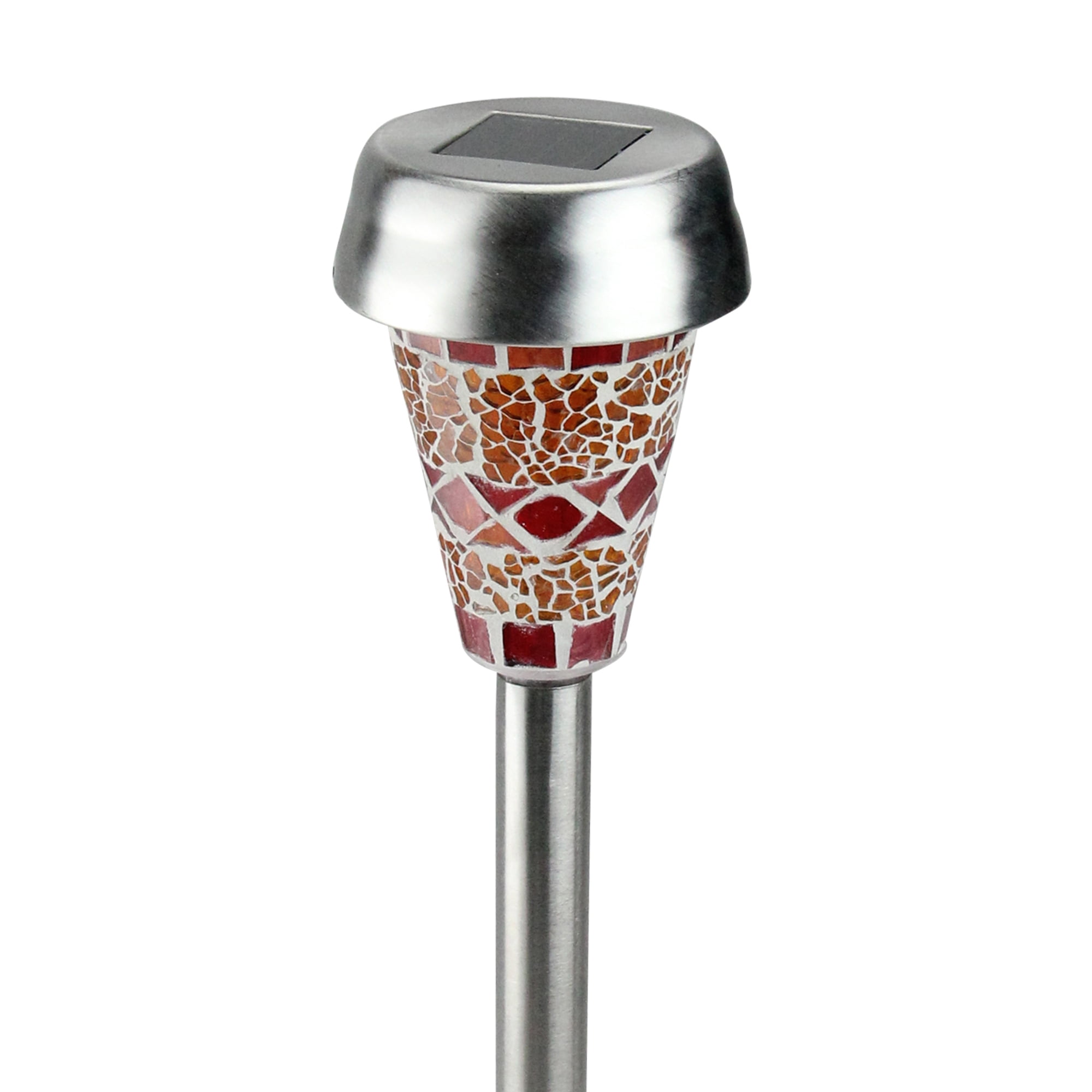 Northlight 12" Red and Orange Mosaic Solar Light with White LED Light ...