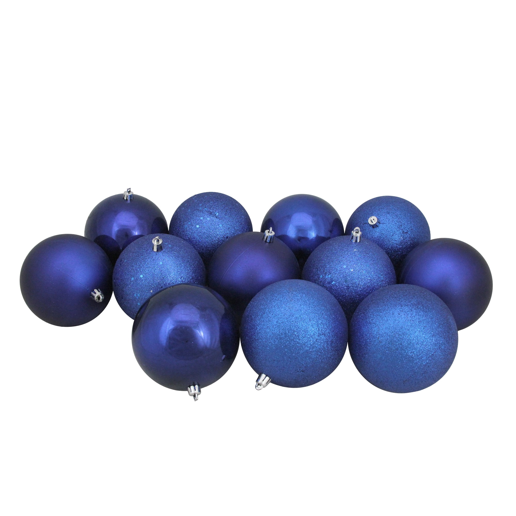 12ct Royal Blue Shatterproof 4-Finish Christmas Ball Ornaments 4 ...