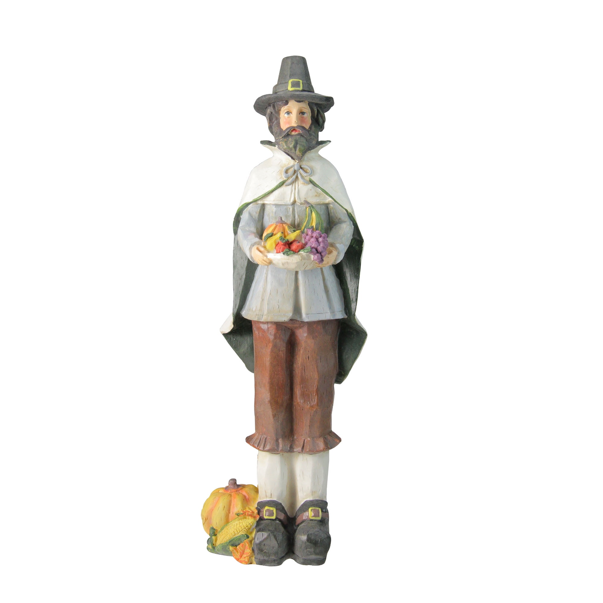 Northlight 13.75" Autumn Harvest Wood Carved Thanksgiving Pilgrim Man ...