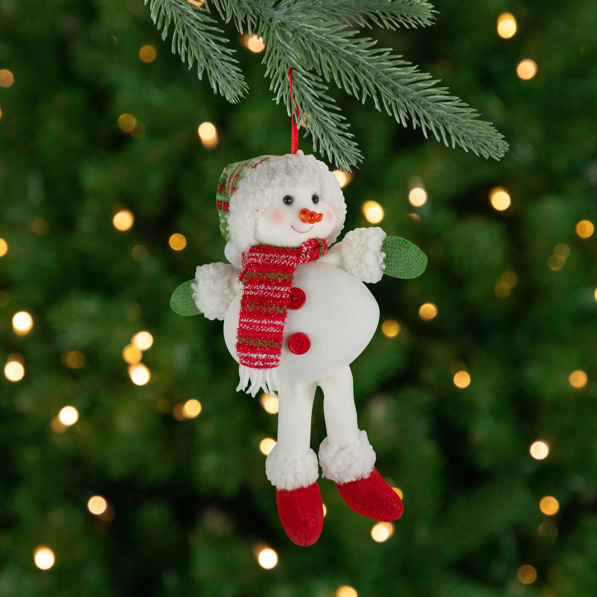 Northlight 13" Jolly Smiling Plush Snowman Hanging Christmas Ornament ...