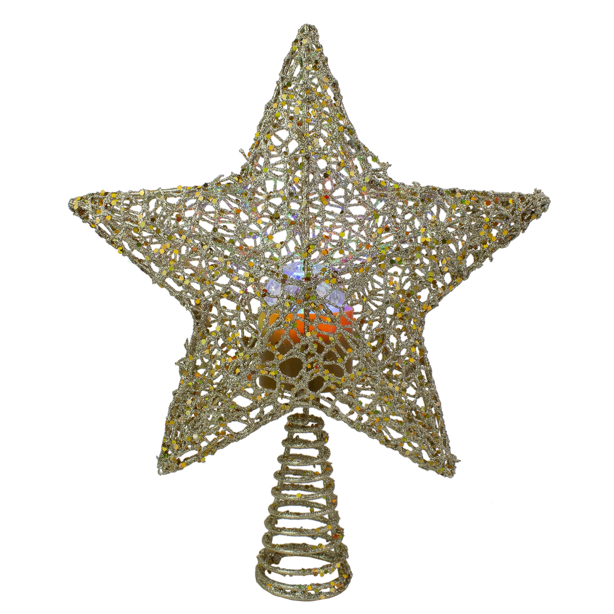 Northlight 13" Lighted Gold Star with Rotating Projector Christmas Tree ...