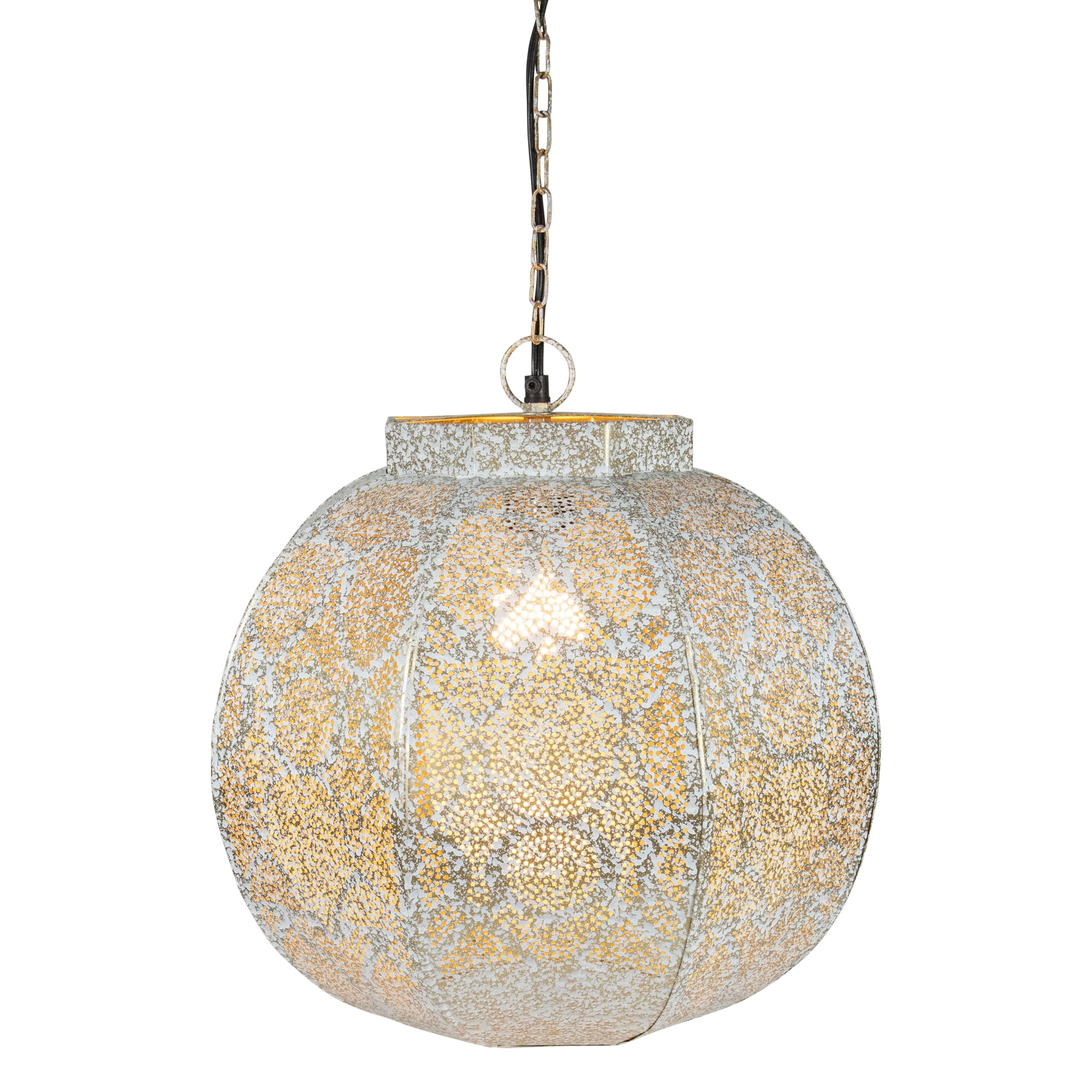 Northlight 14.5" White and Gold Moroccan Style Hanging Lantern Ceiling ...