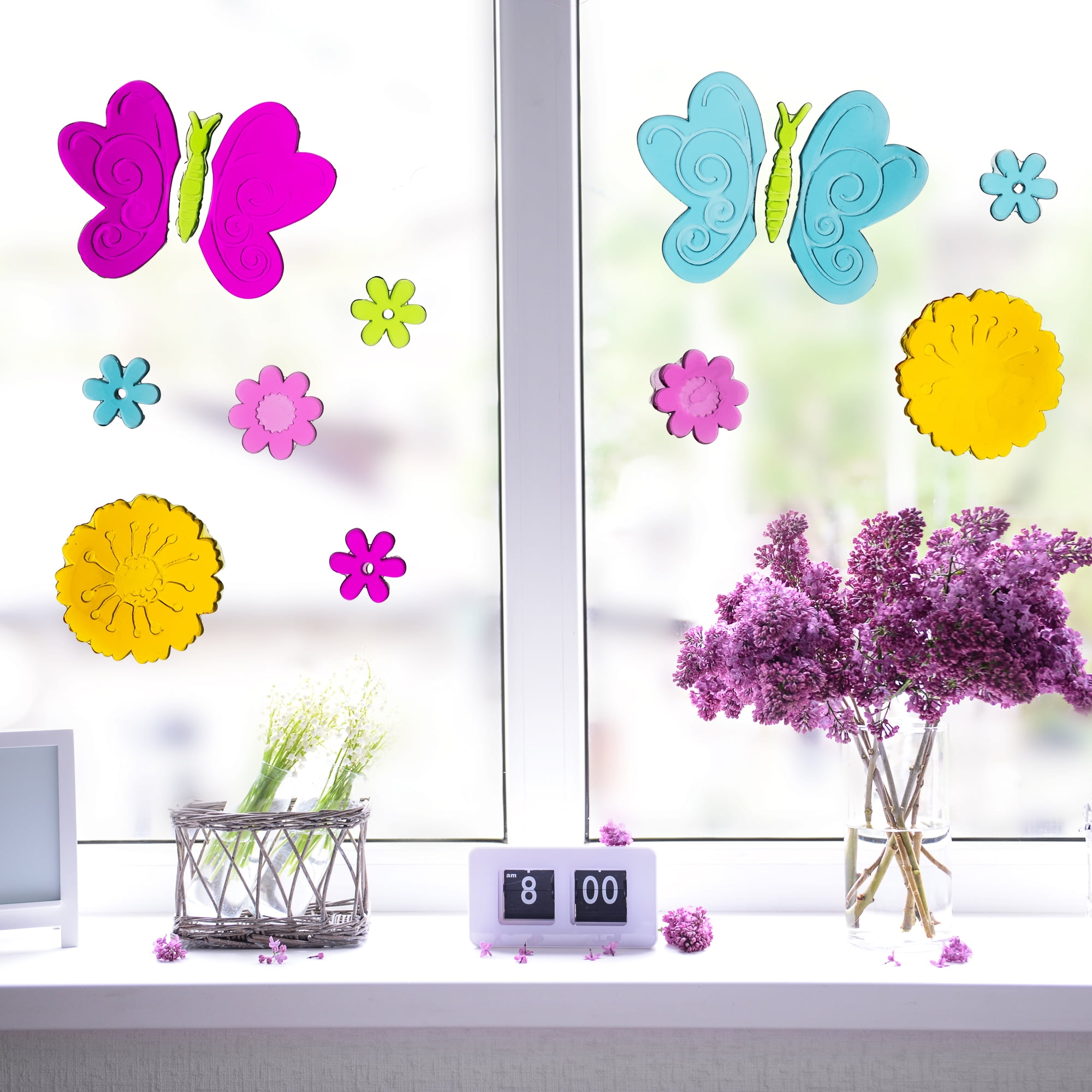Northlight 14-Piece Butterflies and Flowers Spring Gel Window Clings ...